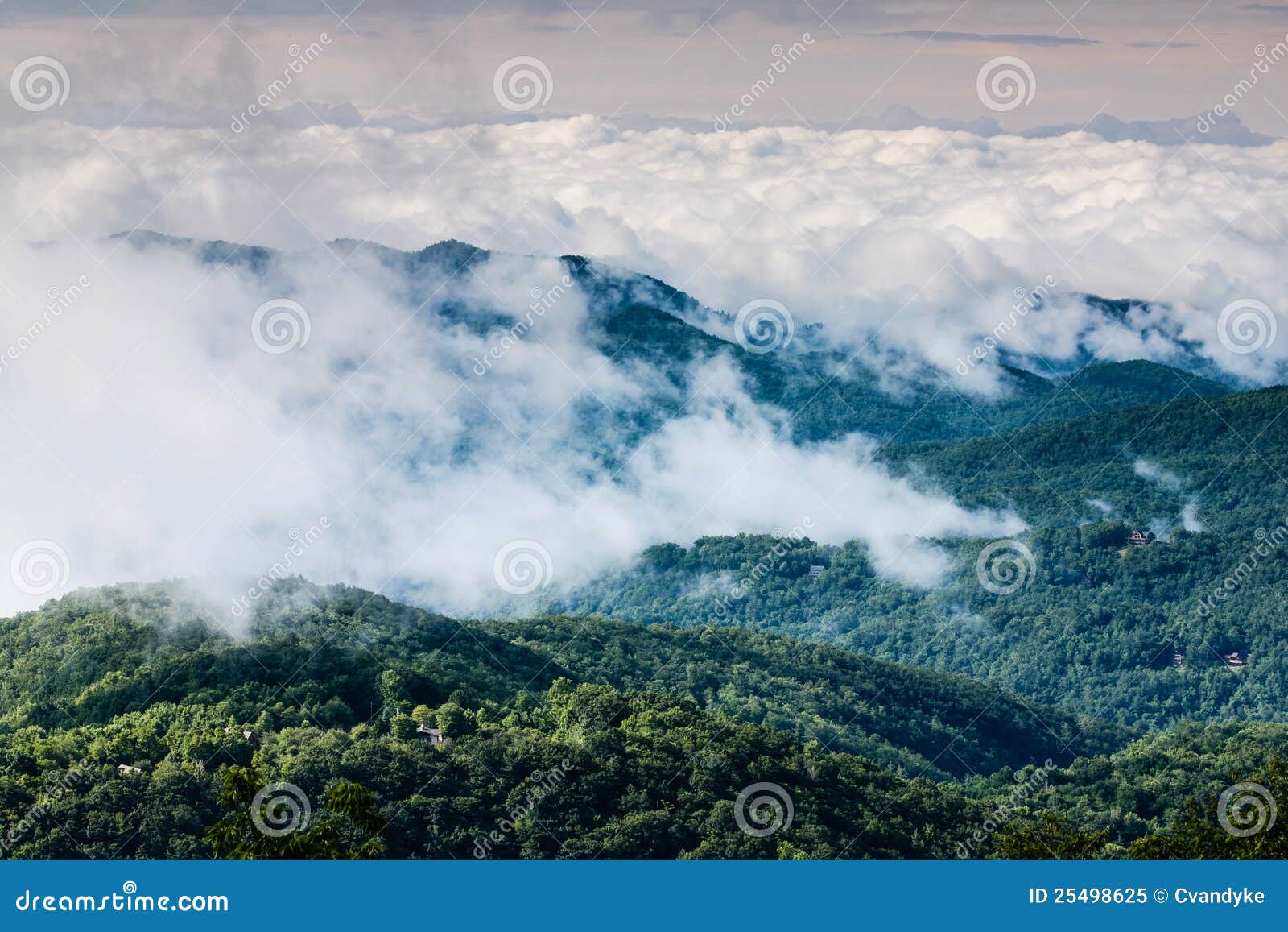 Foggy Morning Blue Ridge Mountain Landscape Stock Image - Image of ...