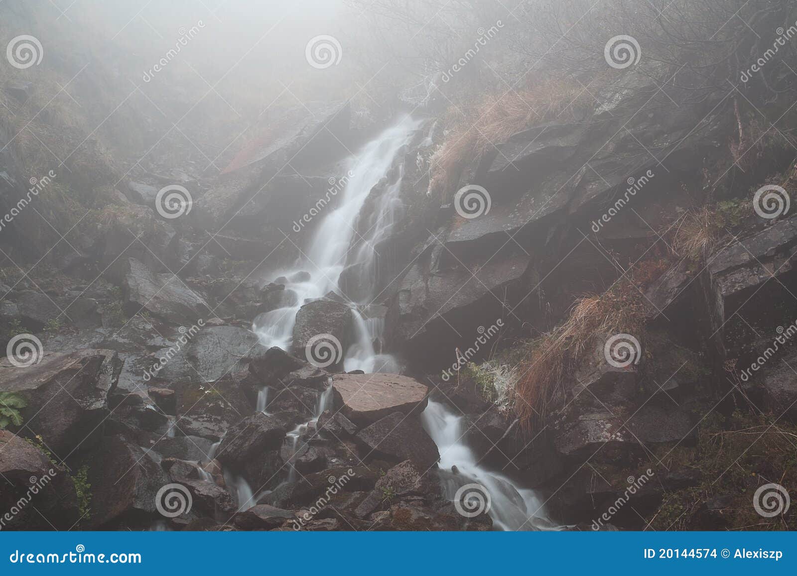 Foggy mystery waterfall stock photo. Image of cold, mystery - 20144574