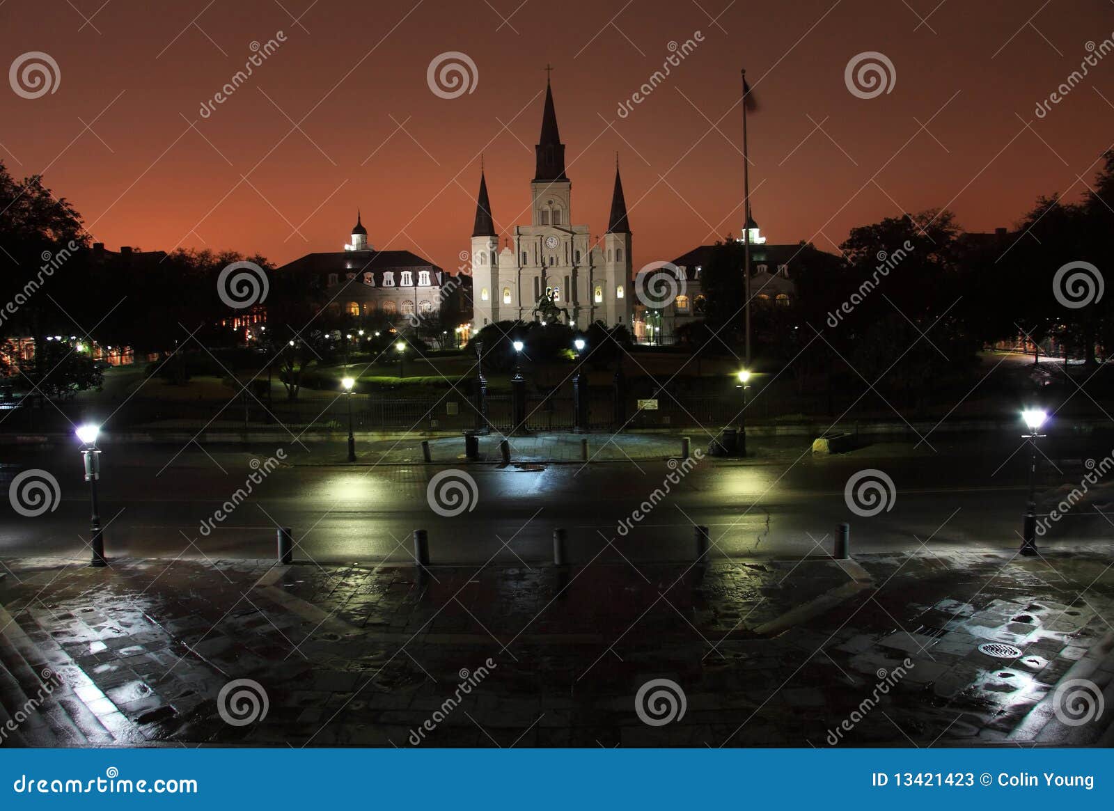 Foggy Night on Jackson Square Stock Image - Image of quarter, orleans ...