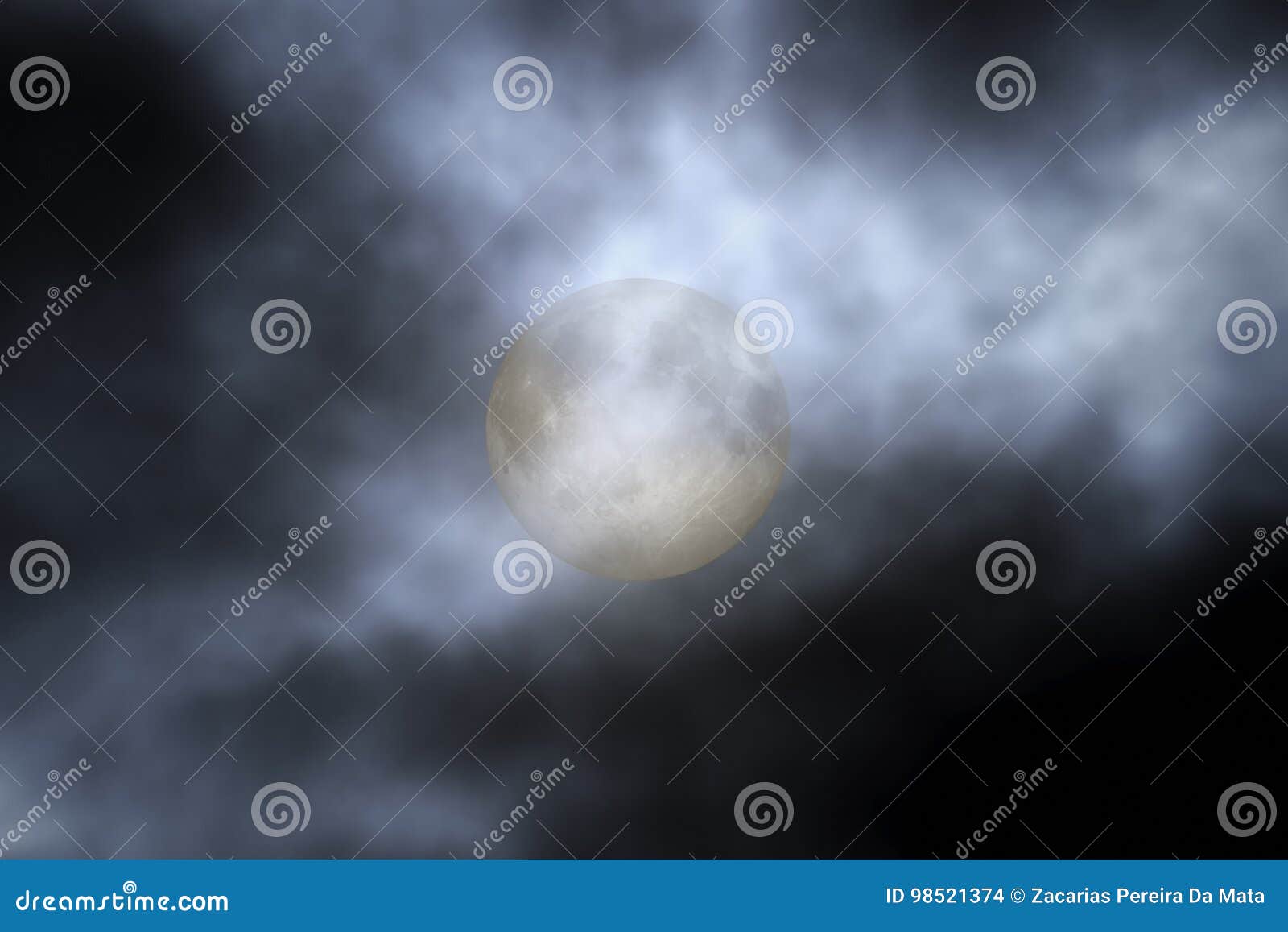 Foggy and Overcast Full Moon Night Stock Photo - Image of moonlight ...