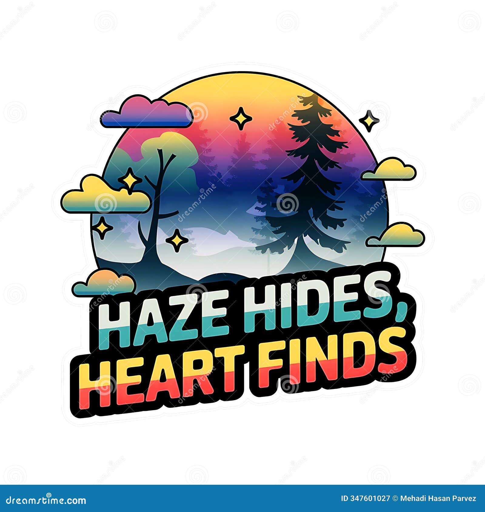 Foggy Retro Text Design with Heart Theme Stock Illustration ...