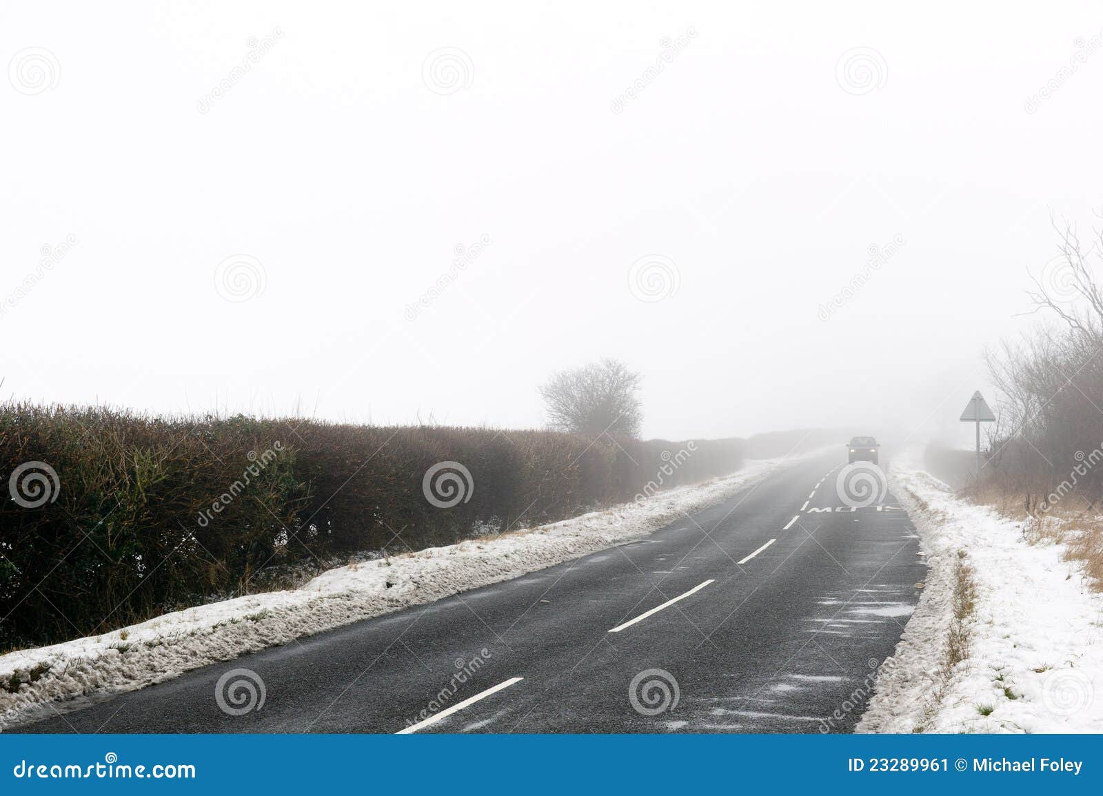 Foggy road stock image. Image of mist, hedge, country - 23289961