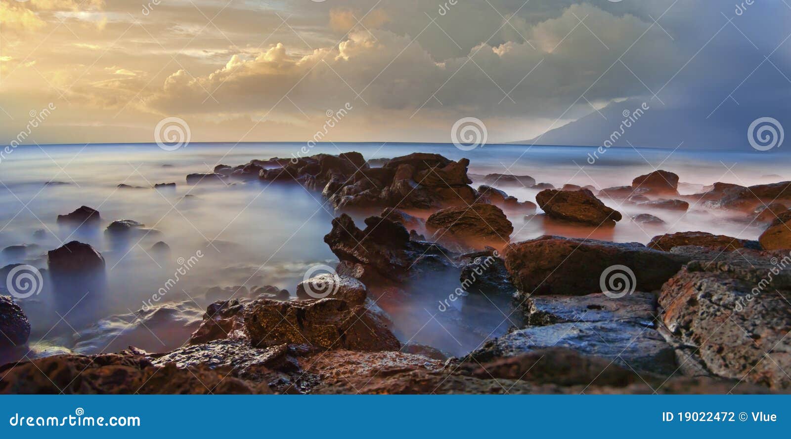 Foggy sea rocks with mist stock photo. Image of dusk - 19022472