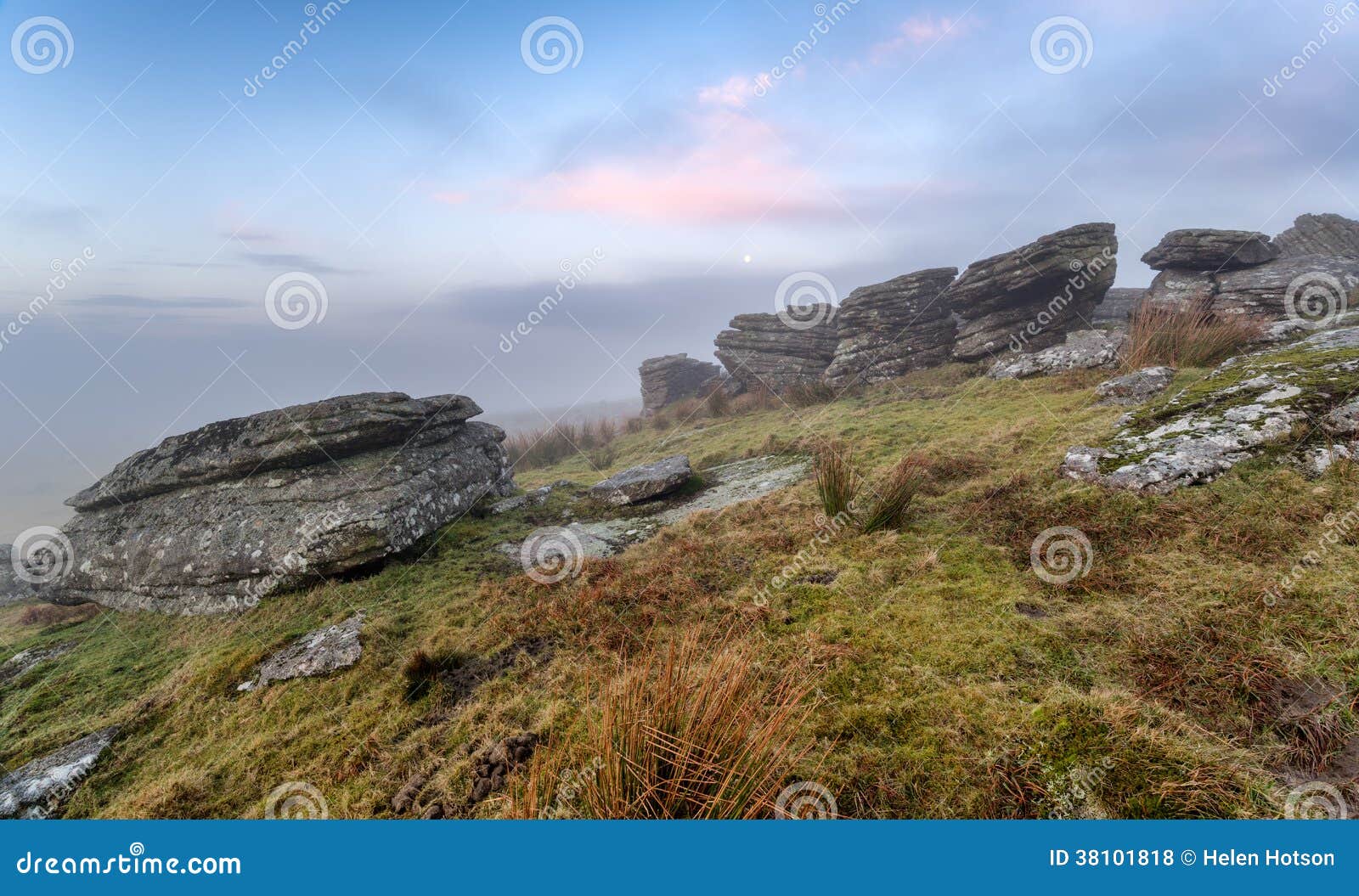 Foggy Sunrise stock photo. Image of grassy, moors, moorland - 38101818