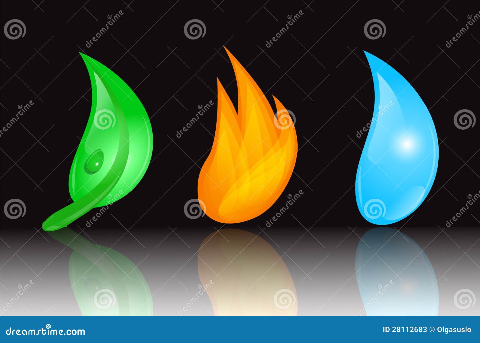 Foglia, fuoco ed acqua illustrazione di stock. Illustrazione di rugiada ...