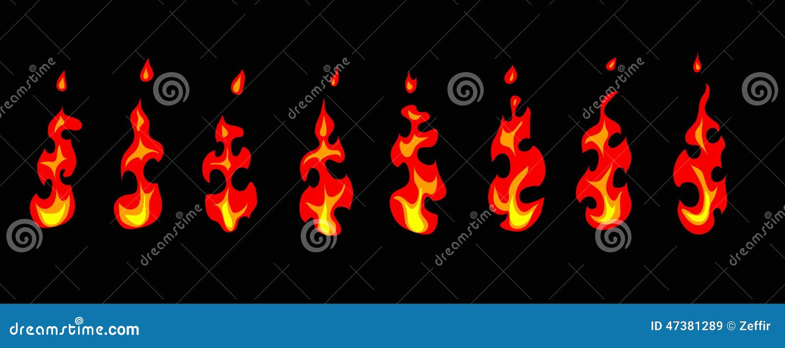 Fogo animado Vetor ilustração do vetor. Ilustração de explodir - 47381289