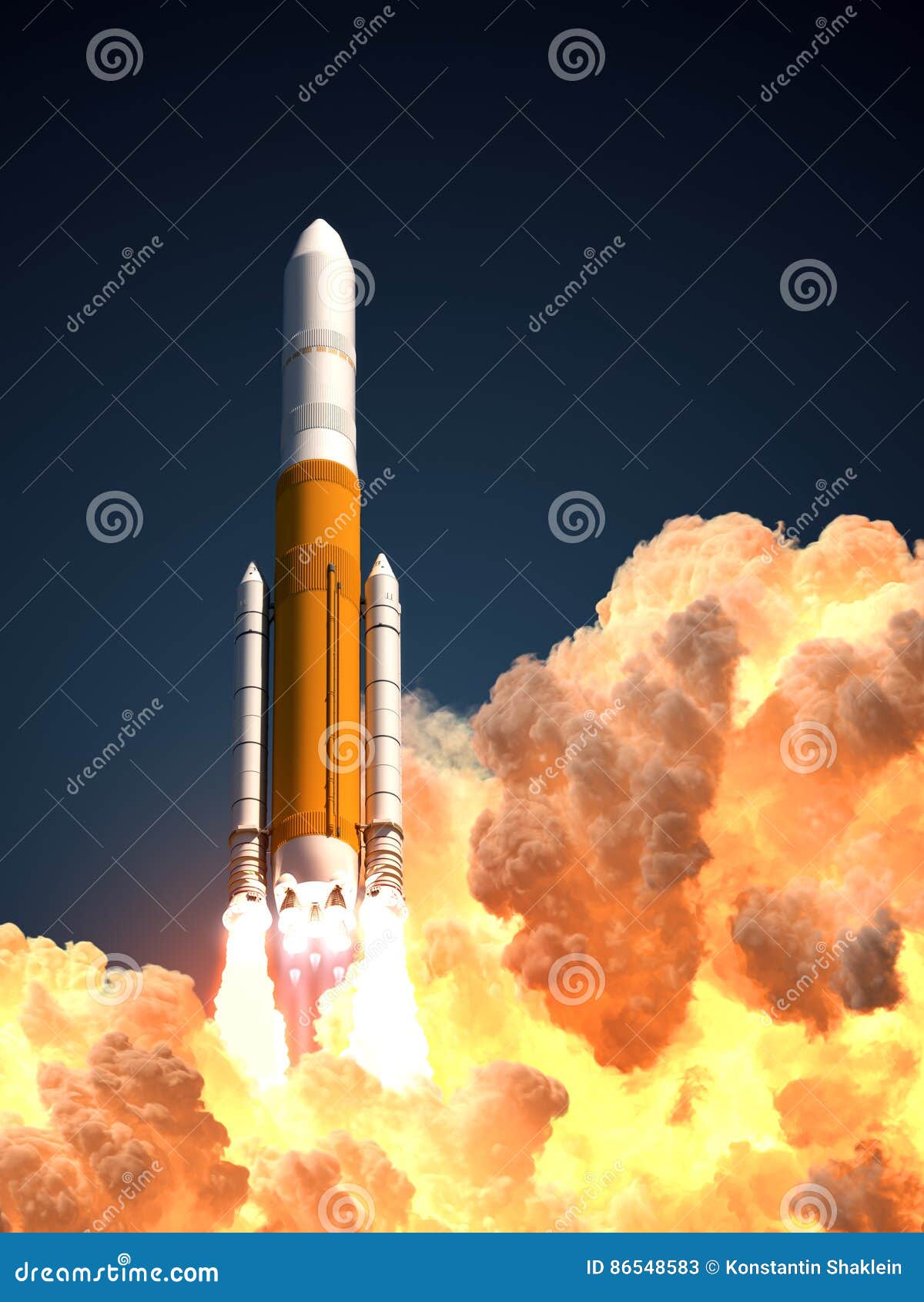 Fogo Pesado De Rocket in the Clouds of Ilustração Stock - Ilustração de ...