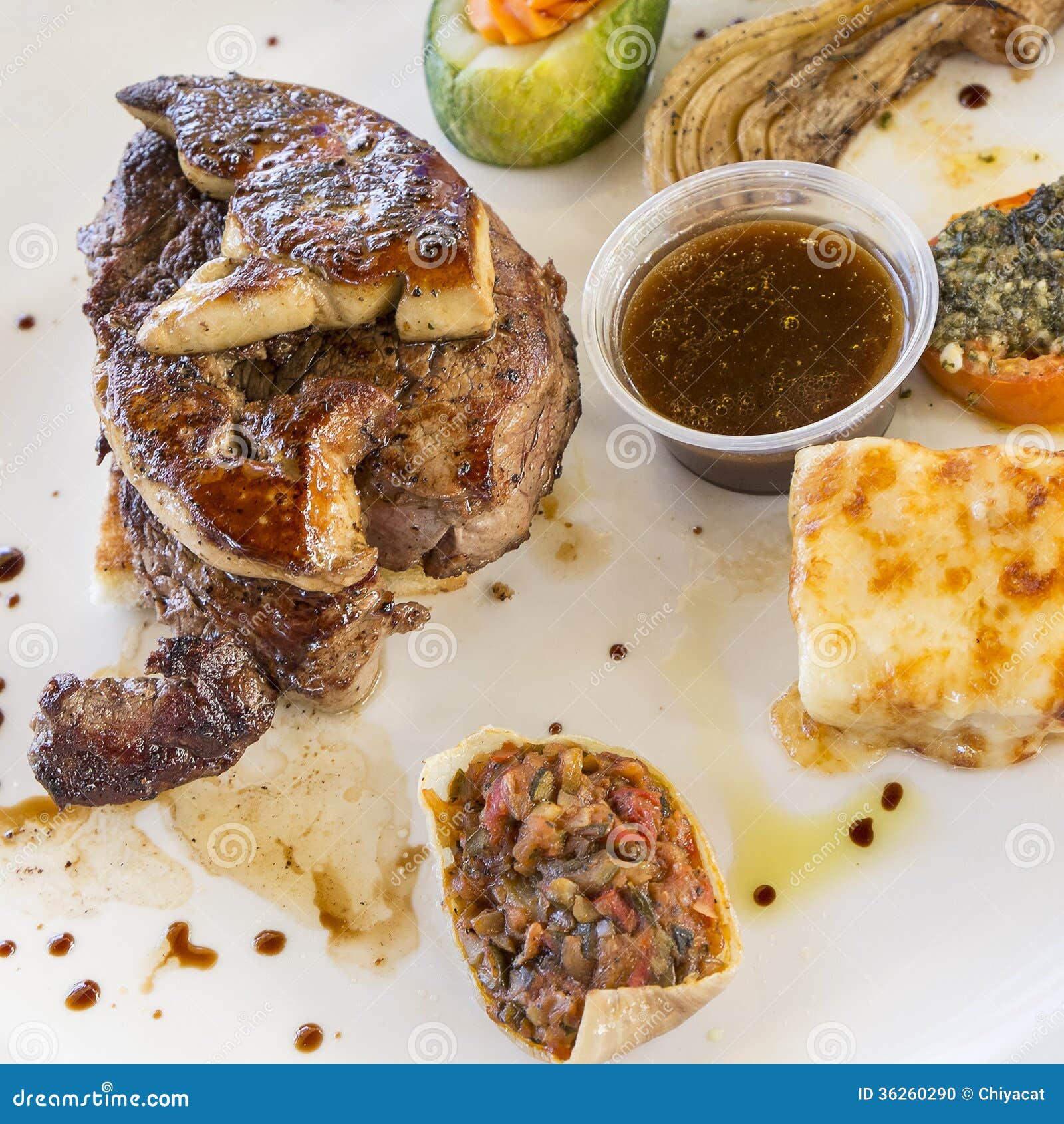 Foie Gras on Steak stock photo. Image of sauce, gourmet - 36260290