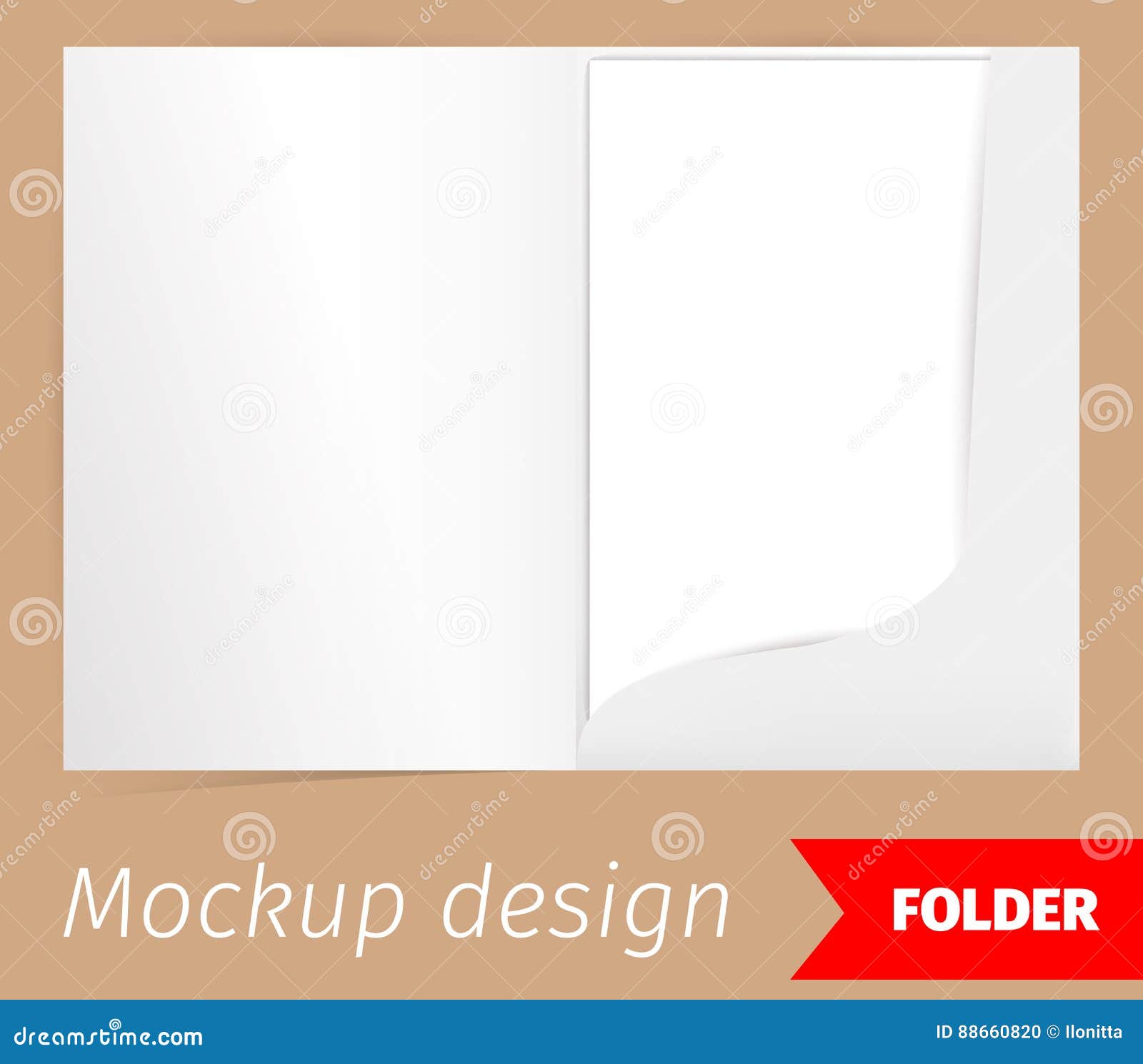 Fold Realistic Mockup Design with Shadow Effect Stock Vector ...