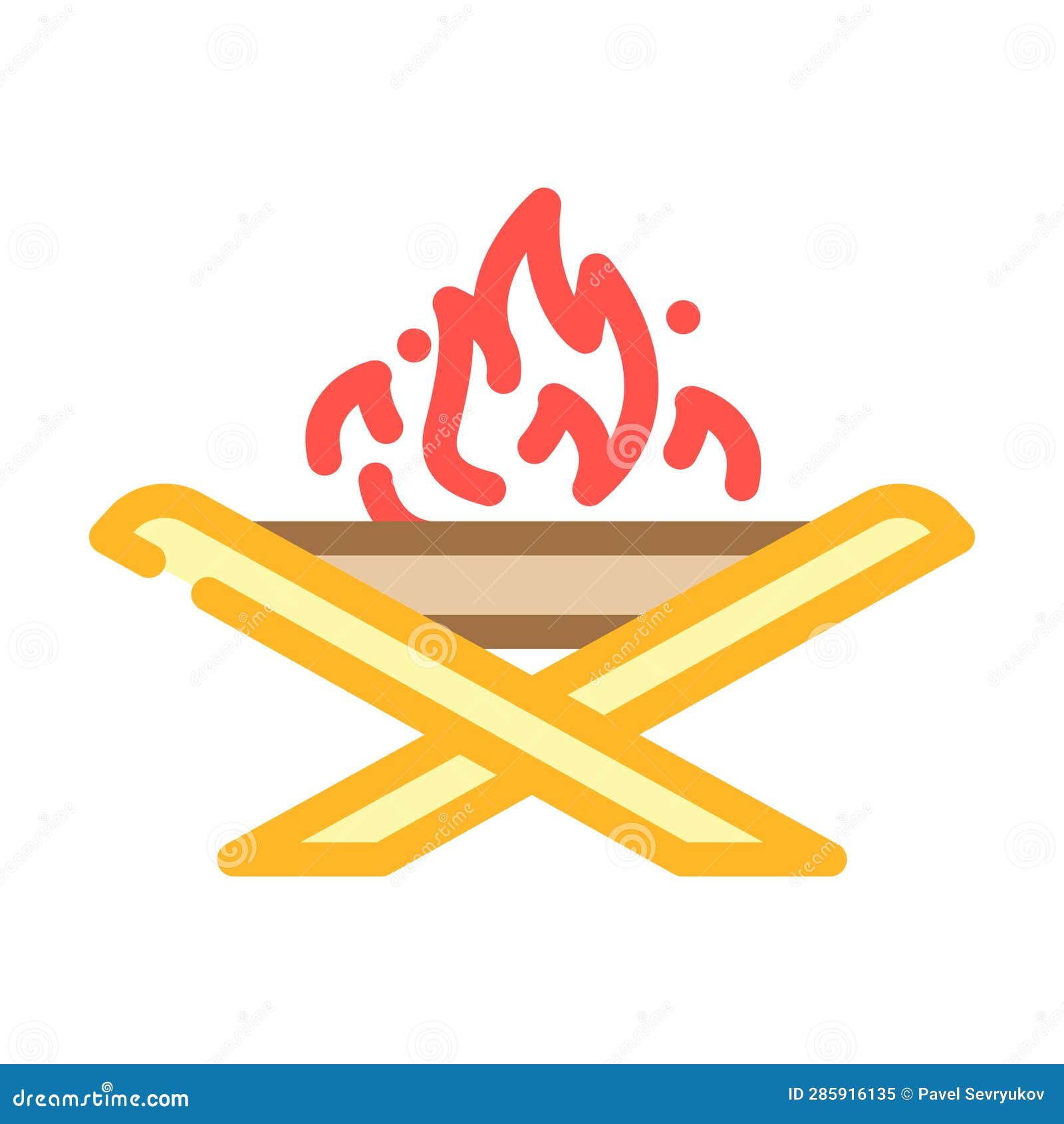 Foldable Fire Pit Glamping Color Icon Vector Illustration Stock Vector ...