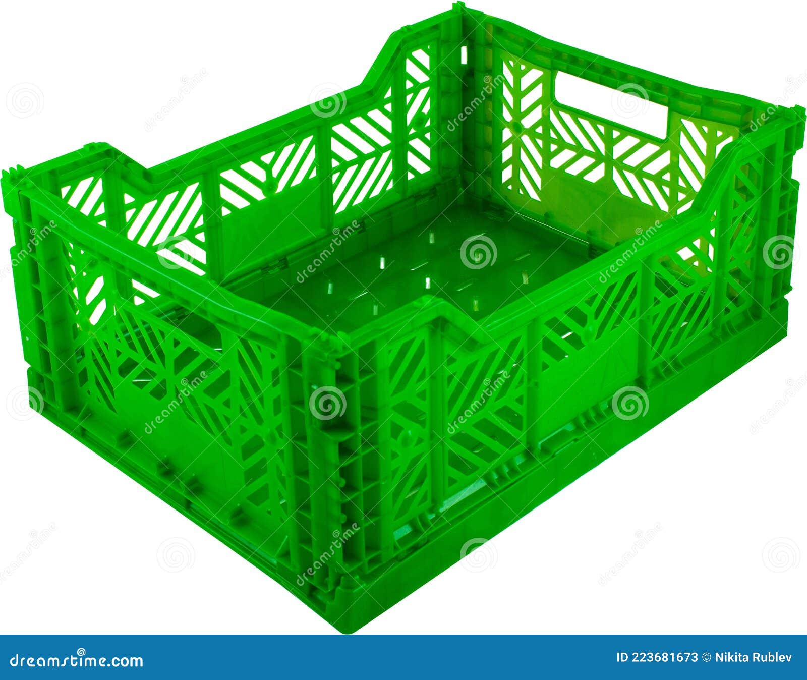 Foldable Green Plastic Storage Box on a White Background Stock Image ...