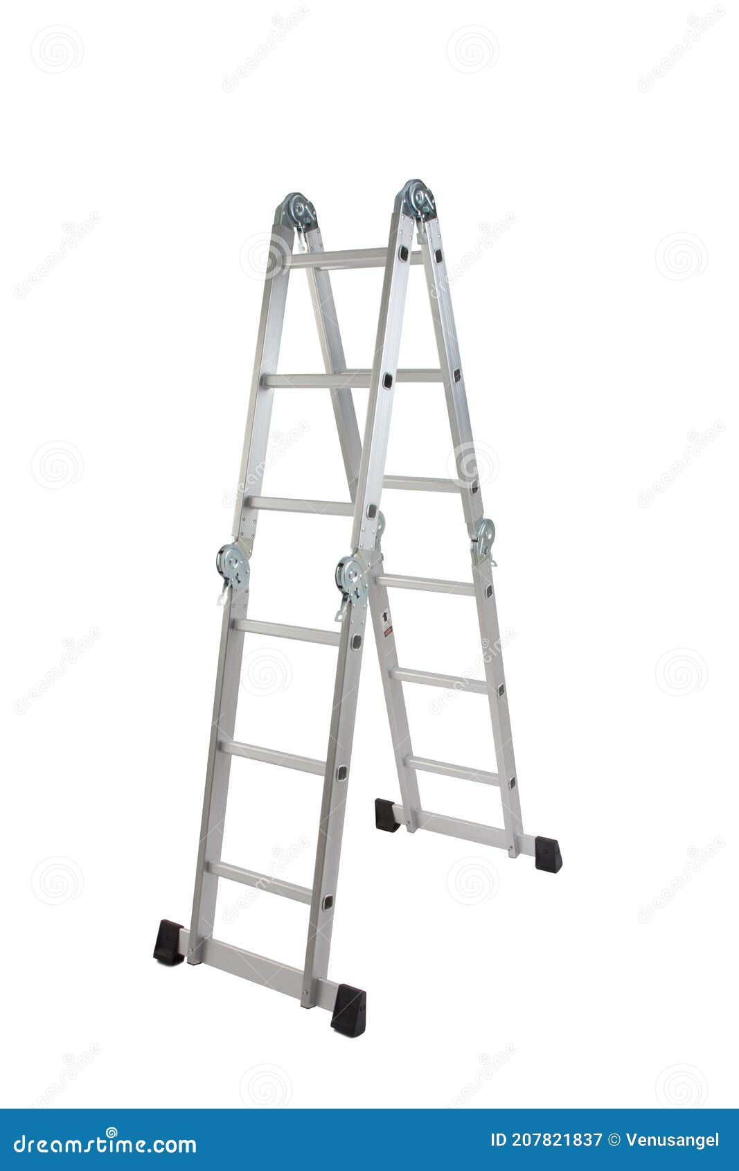 Foldable Metal Ladder Isolated On White Background. Lightweight ...