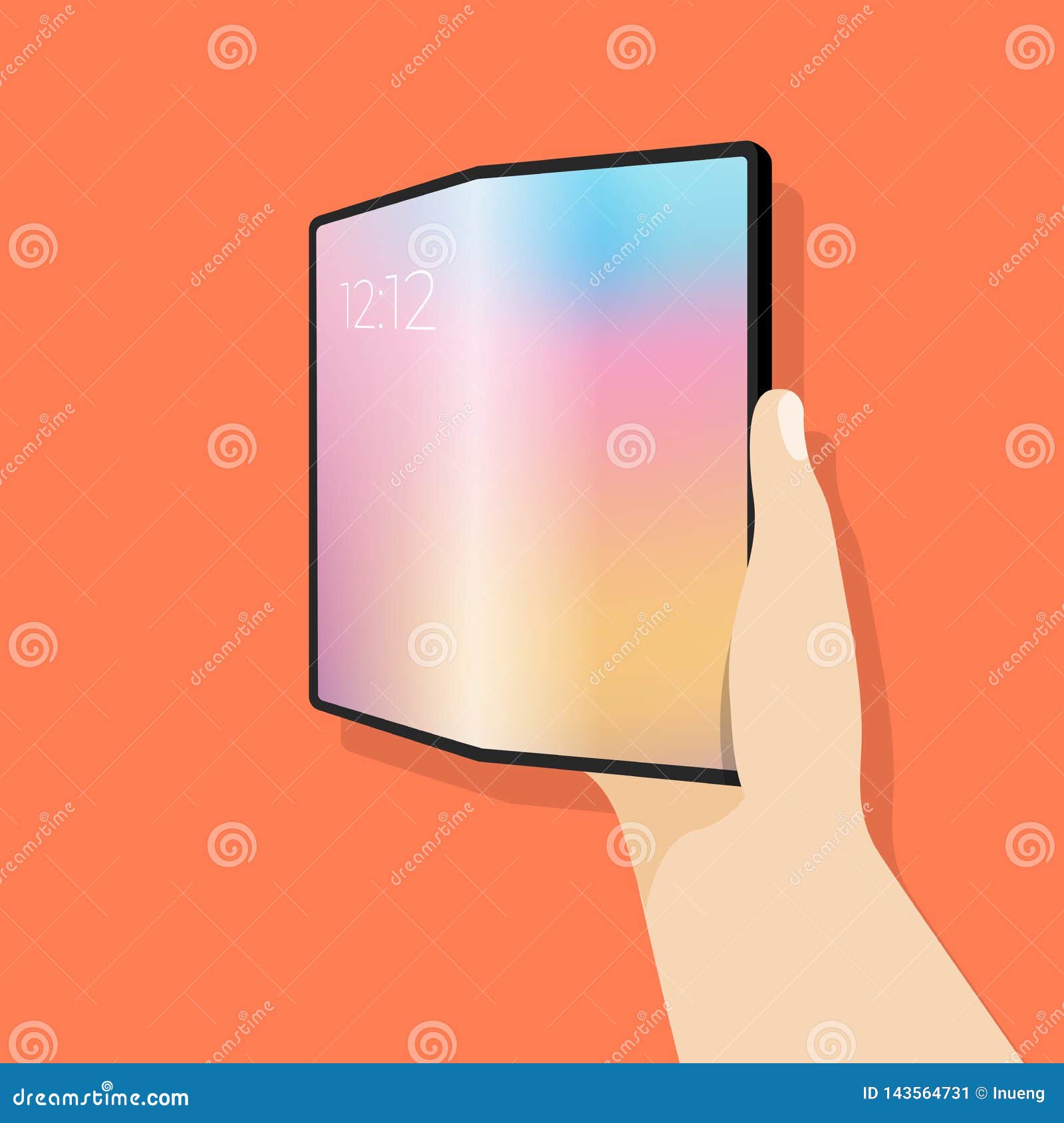 Foldable Screen Phone in Hand. Smartphone with Large Screen and Display ...