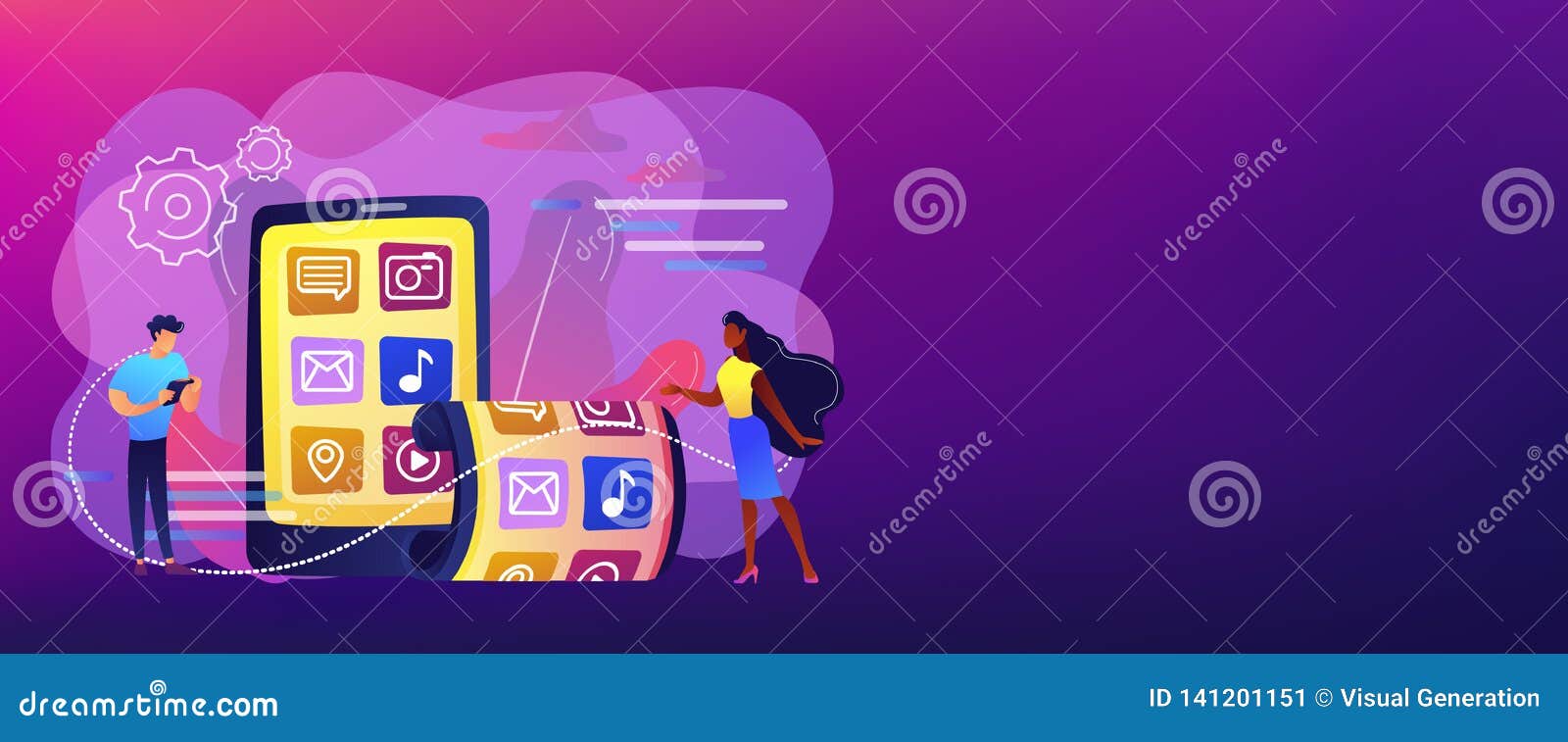 Foldable Smartphone Concept Banner Header. Stock Vector - Illustration ...