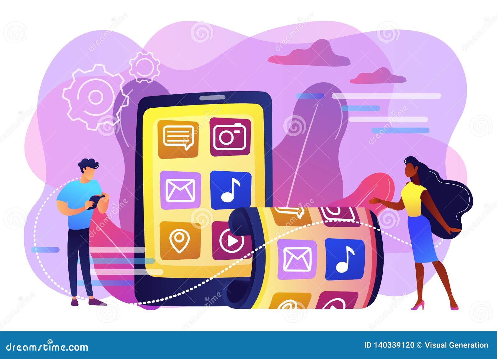 Foldable Smartphone Concept Vector Illustration. Stock Vector ...