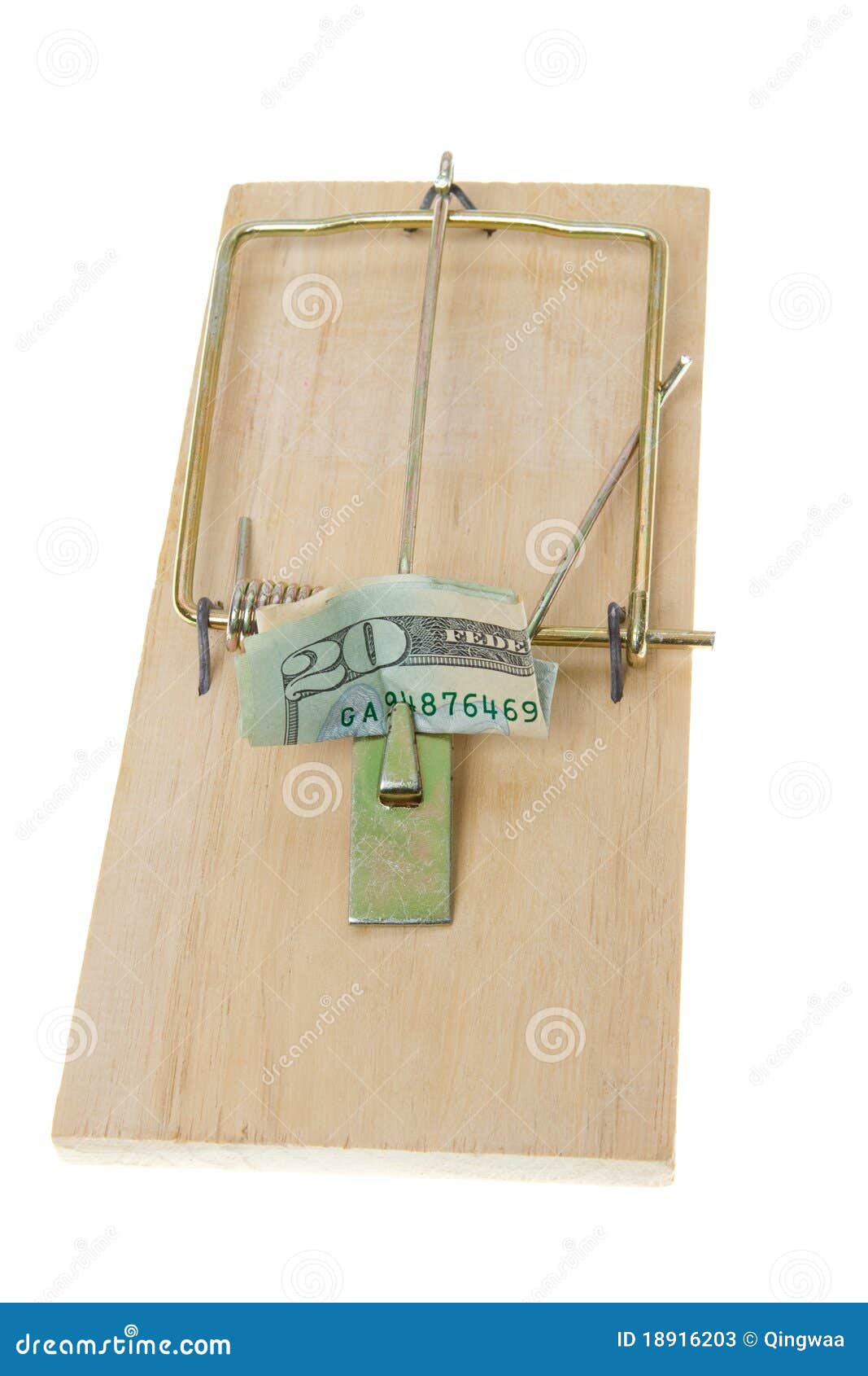 Folded $20 Twenty Dollar Bill Mousetrap Isolated Stock Image - Image of ...
