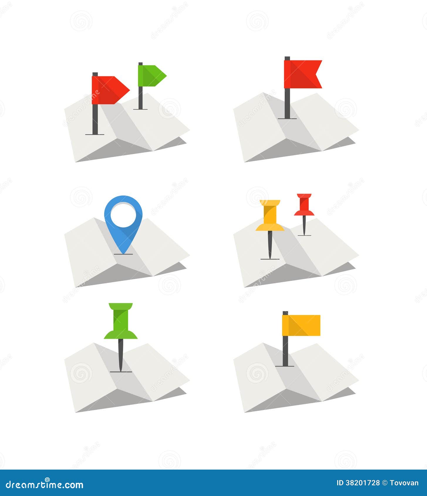 Folded Abstract City Map with Collection of Flags Stock Vector ...