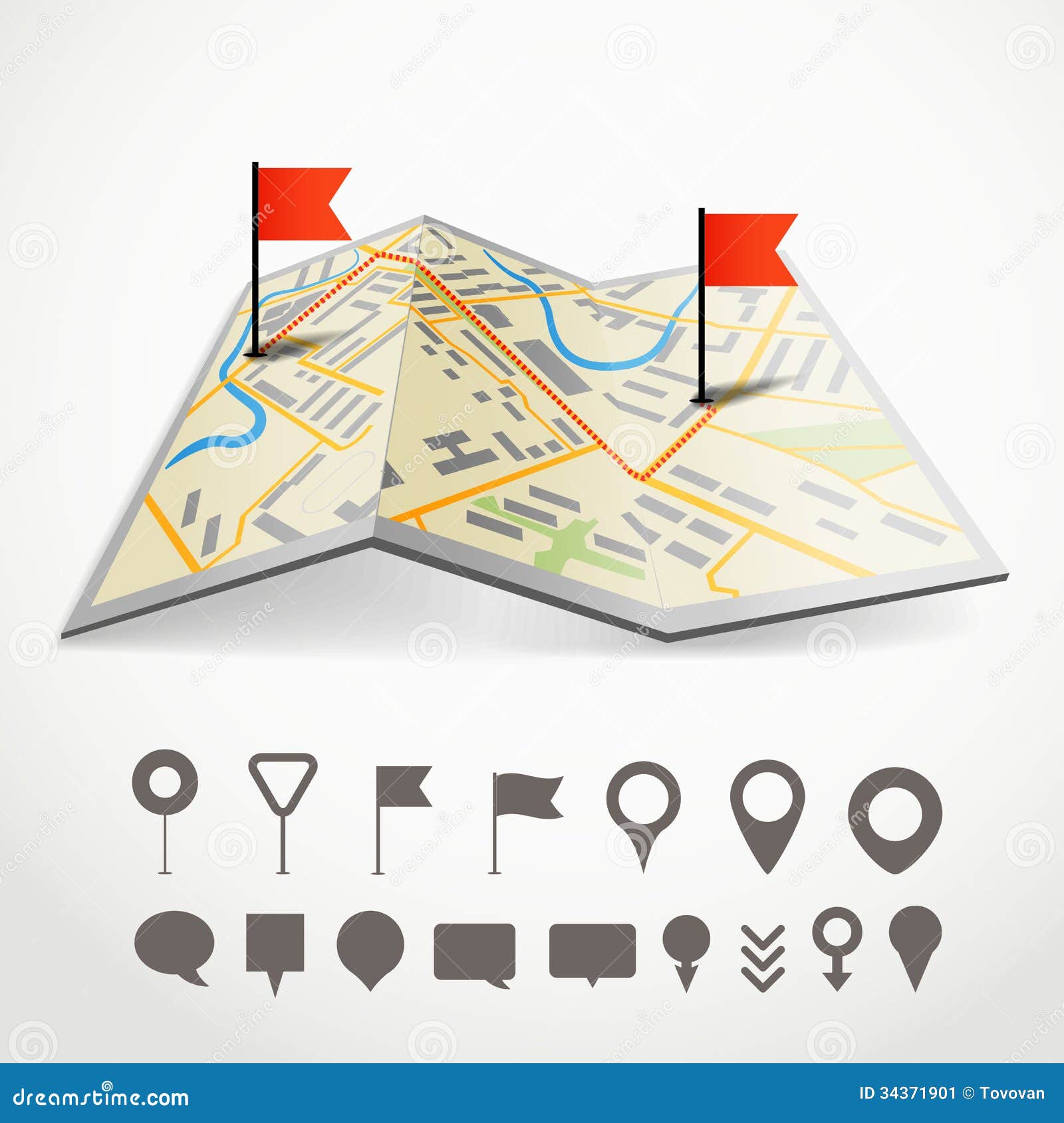 Folded abstract city map stock vector. Illustration of cartography ...