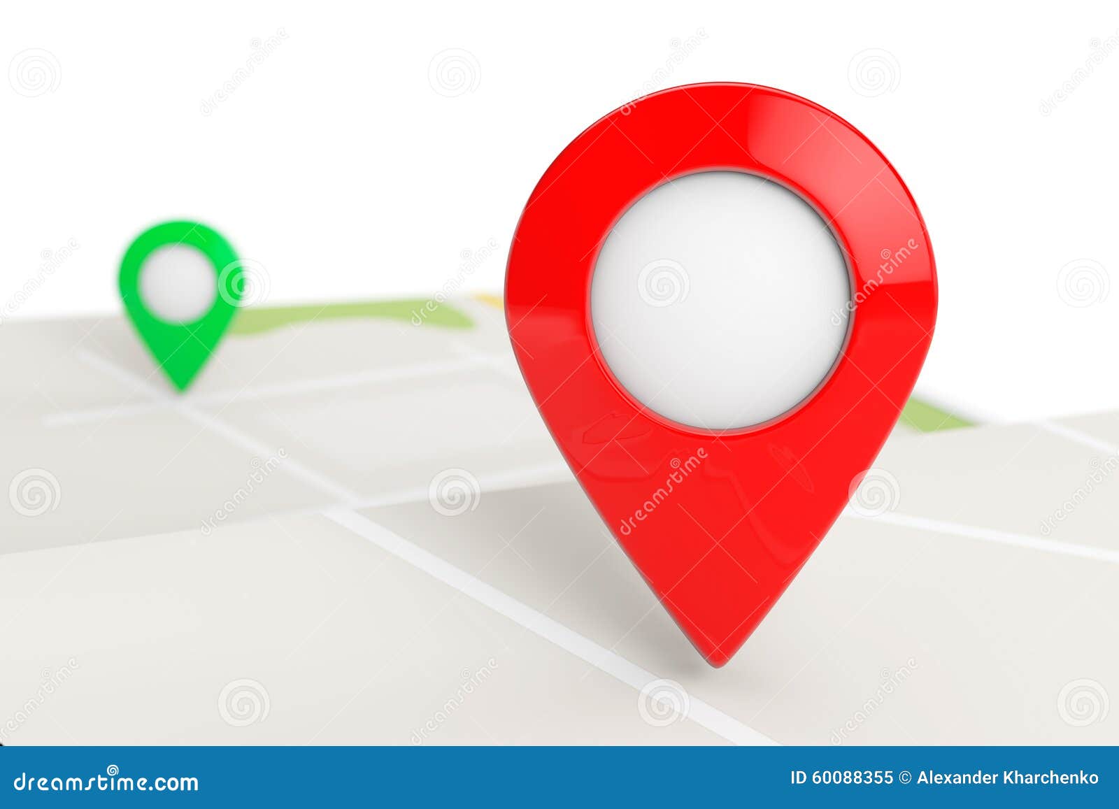 Folded Abstract Navigation Map With Three Target Map Pointer Pins On An ...