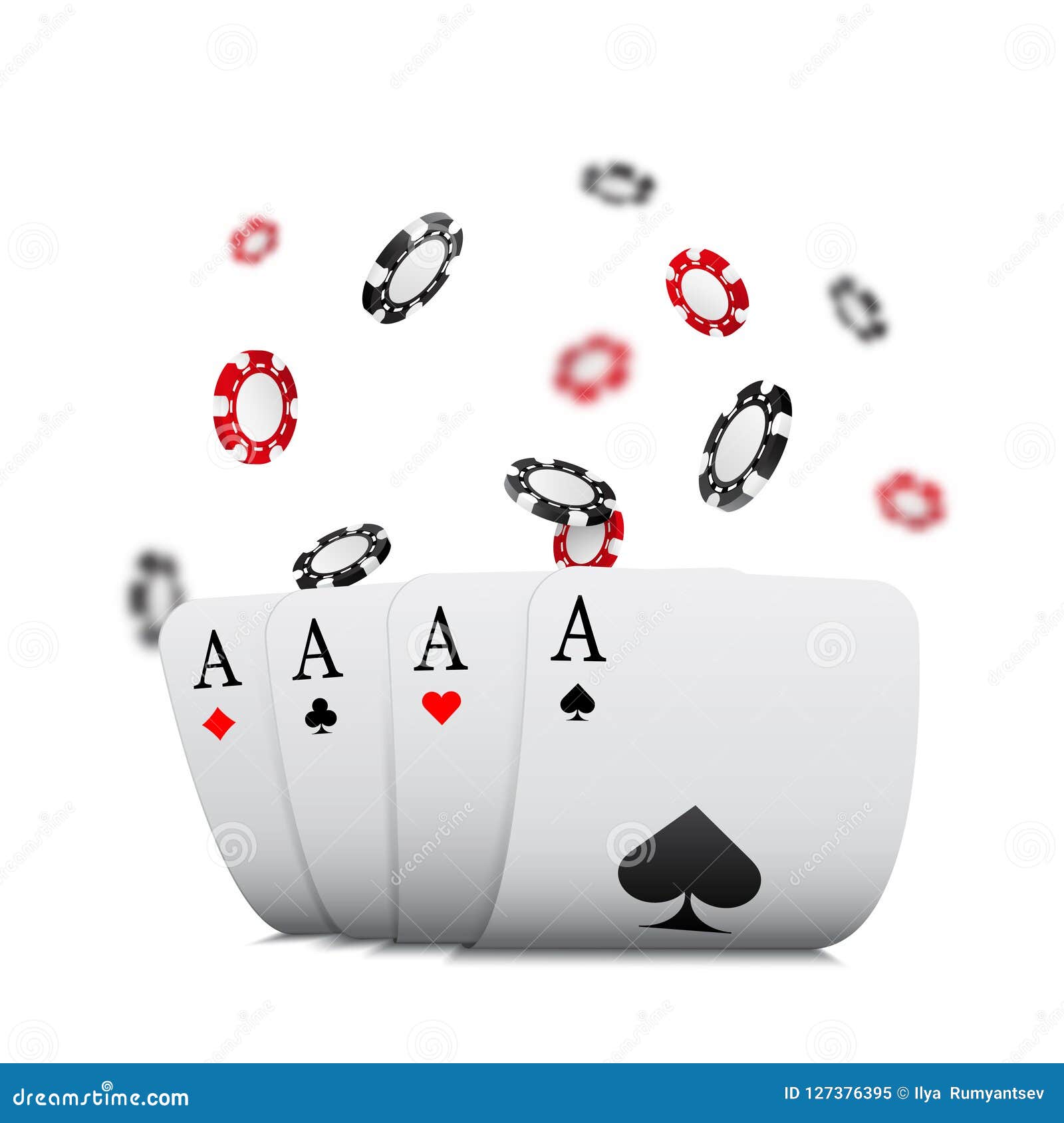 Falling Chips And Stacks Of Tokens, Playing Cards Cartoon Vector ...