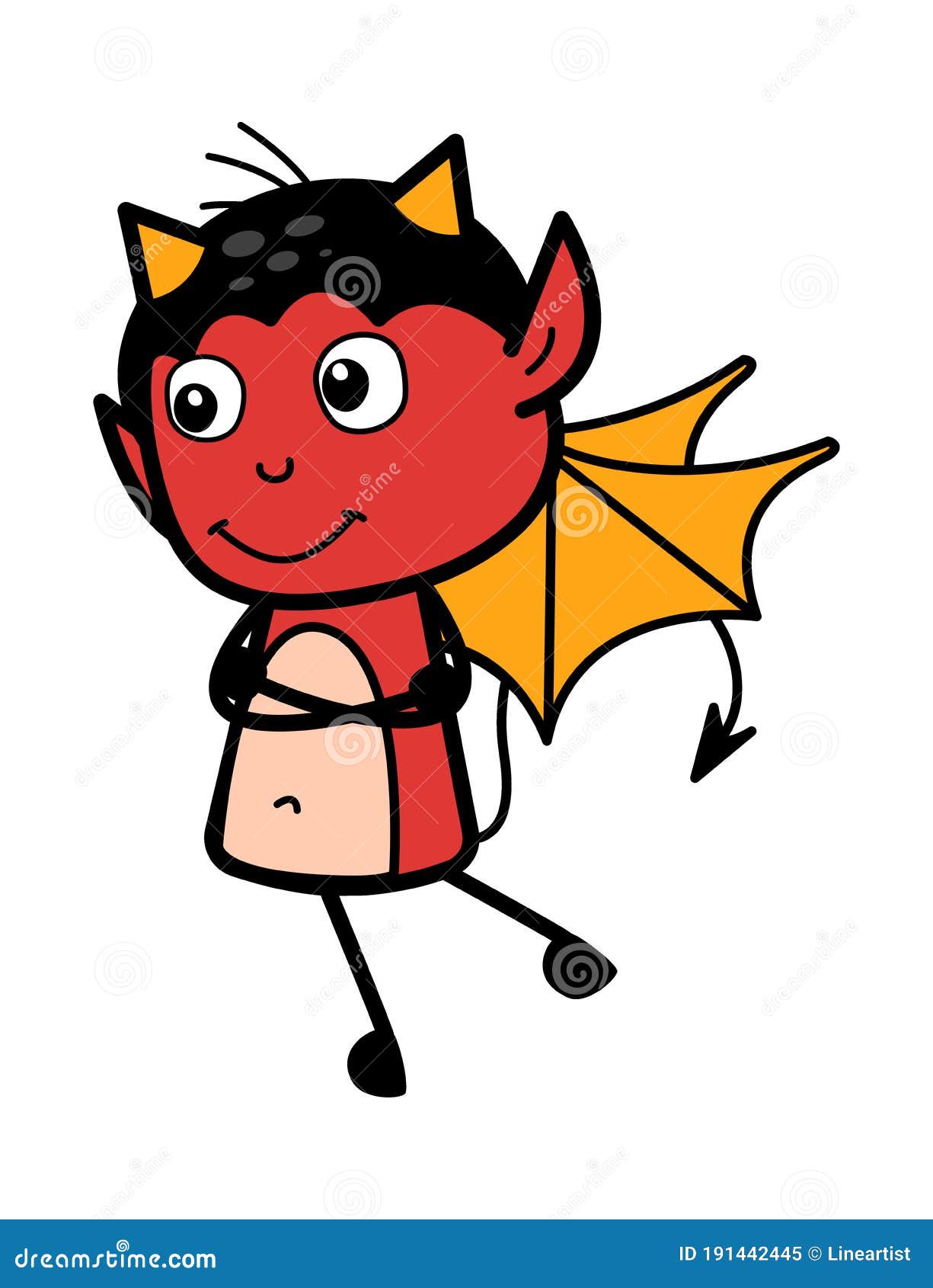 Folded Arms Devil cartoon stock illustration. Illustration of monster ...