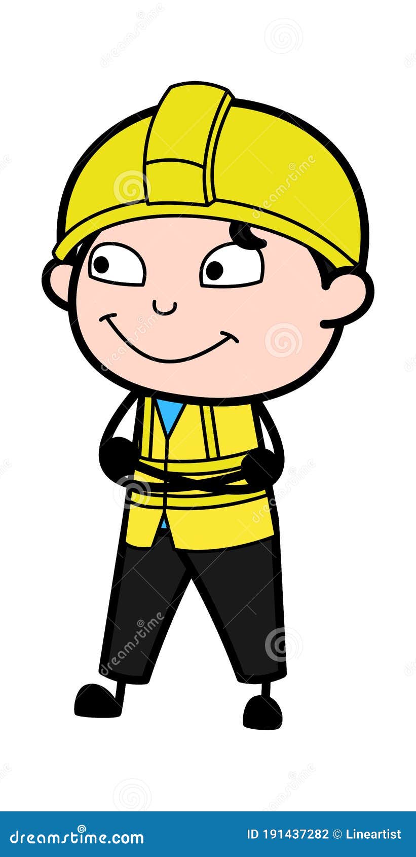 Folded Arms Engineer Cartoon Stock Illustration - Illustration of smile ...