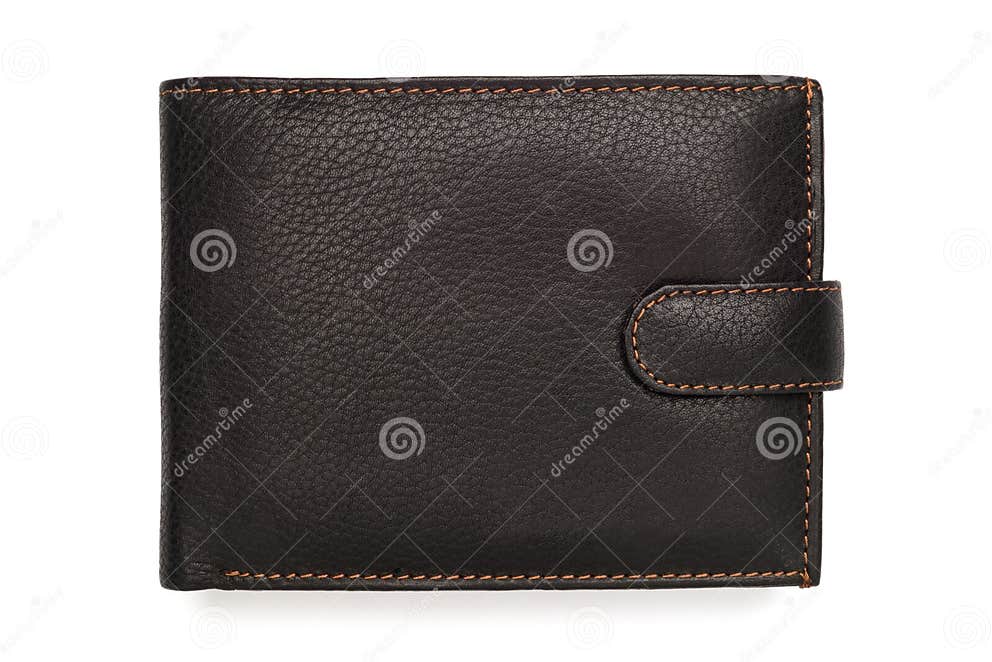 Folded Black Leather Wallet with Latch Stock Image - Image of closed ...