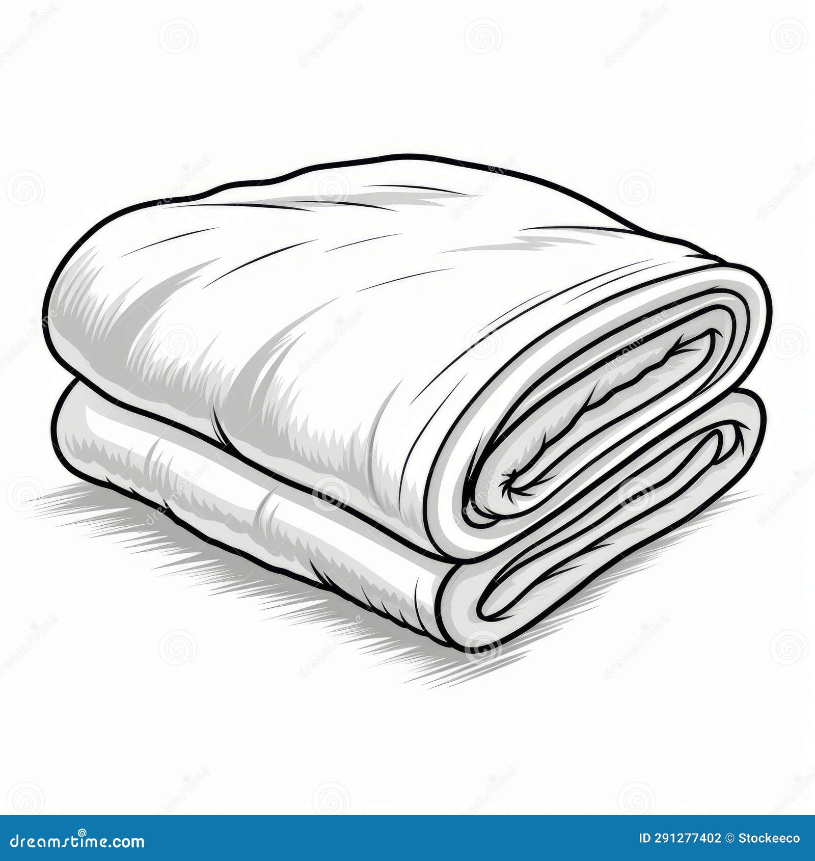 Folded Blanket Vector Illustration with Simple Line Art Stock ...