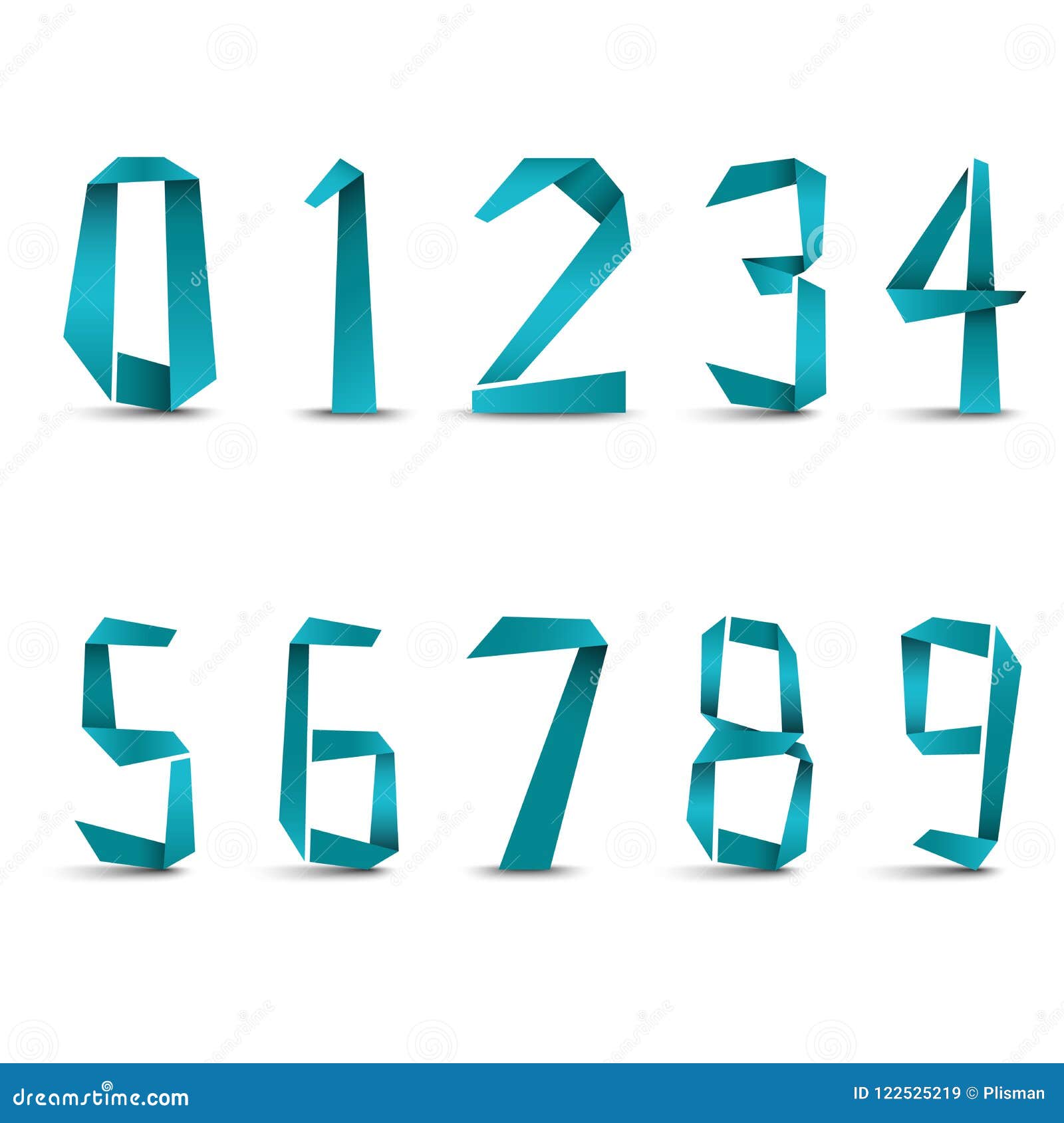 Folded Blue Design Paper Numbers Template Stock Vector - Illustration ...