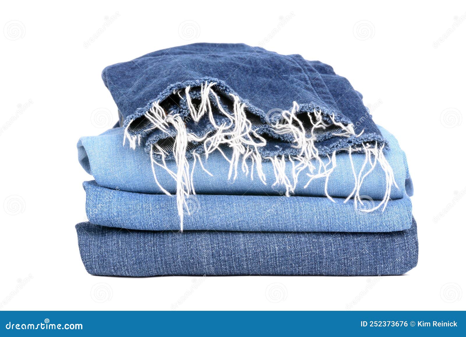 Pairs of Folded Denim Blue Jeans Stock Photo - Image of pants, clothes ...
