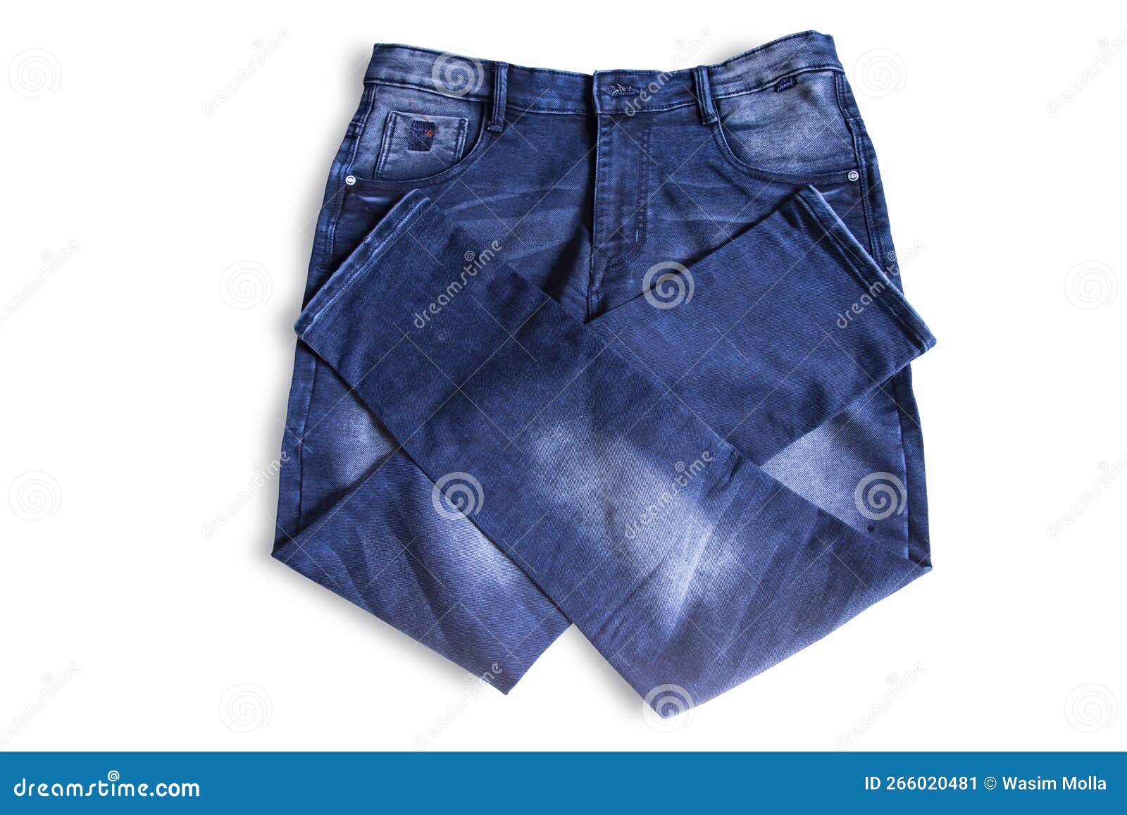 Folded Blue Jeans Pants Isolated White Background Stock Image - Image ...