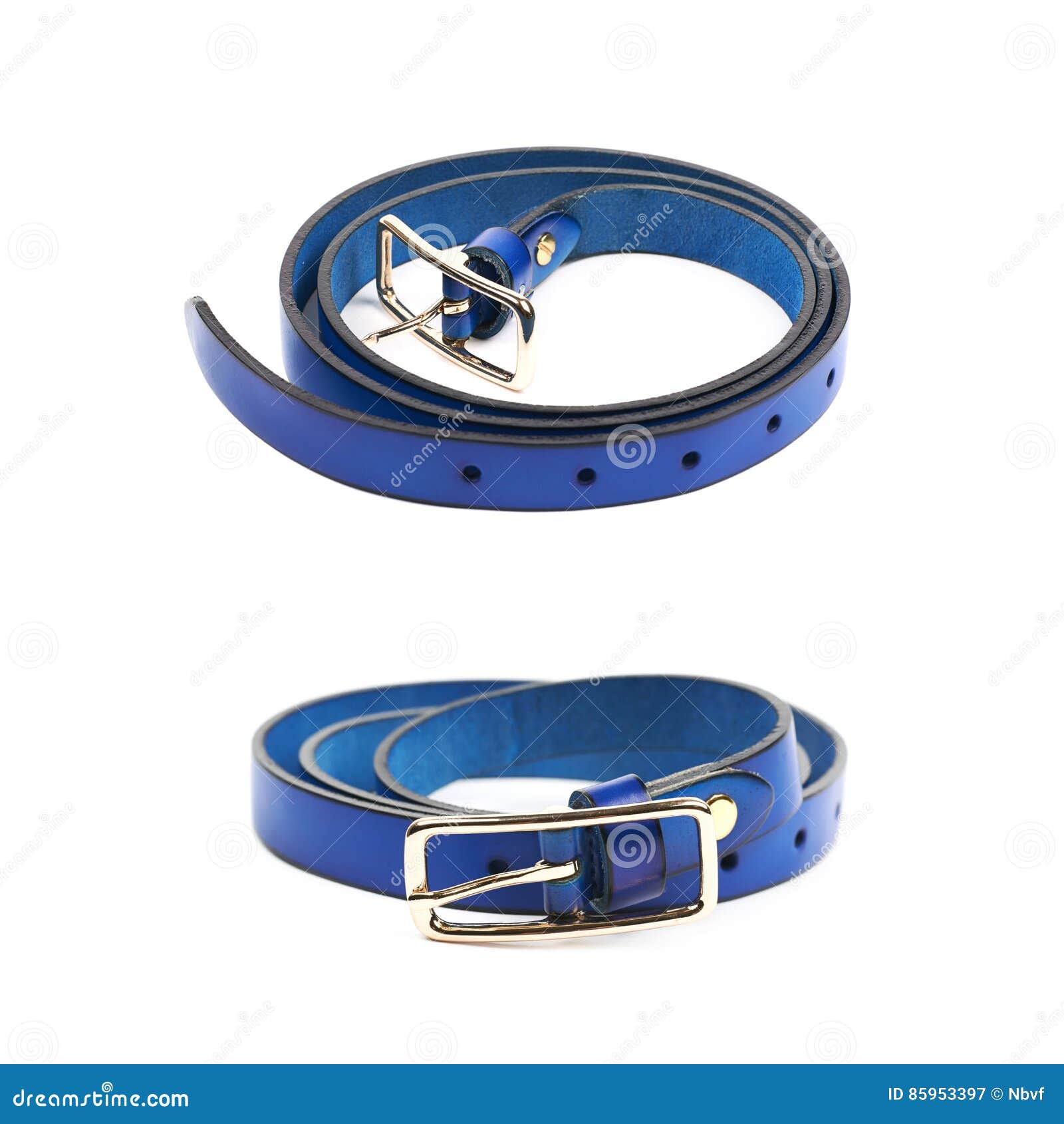 Folded Blue Leather Belt Isolated Stock Image - Image of fashion, pants ...