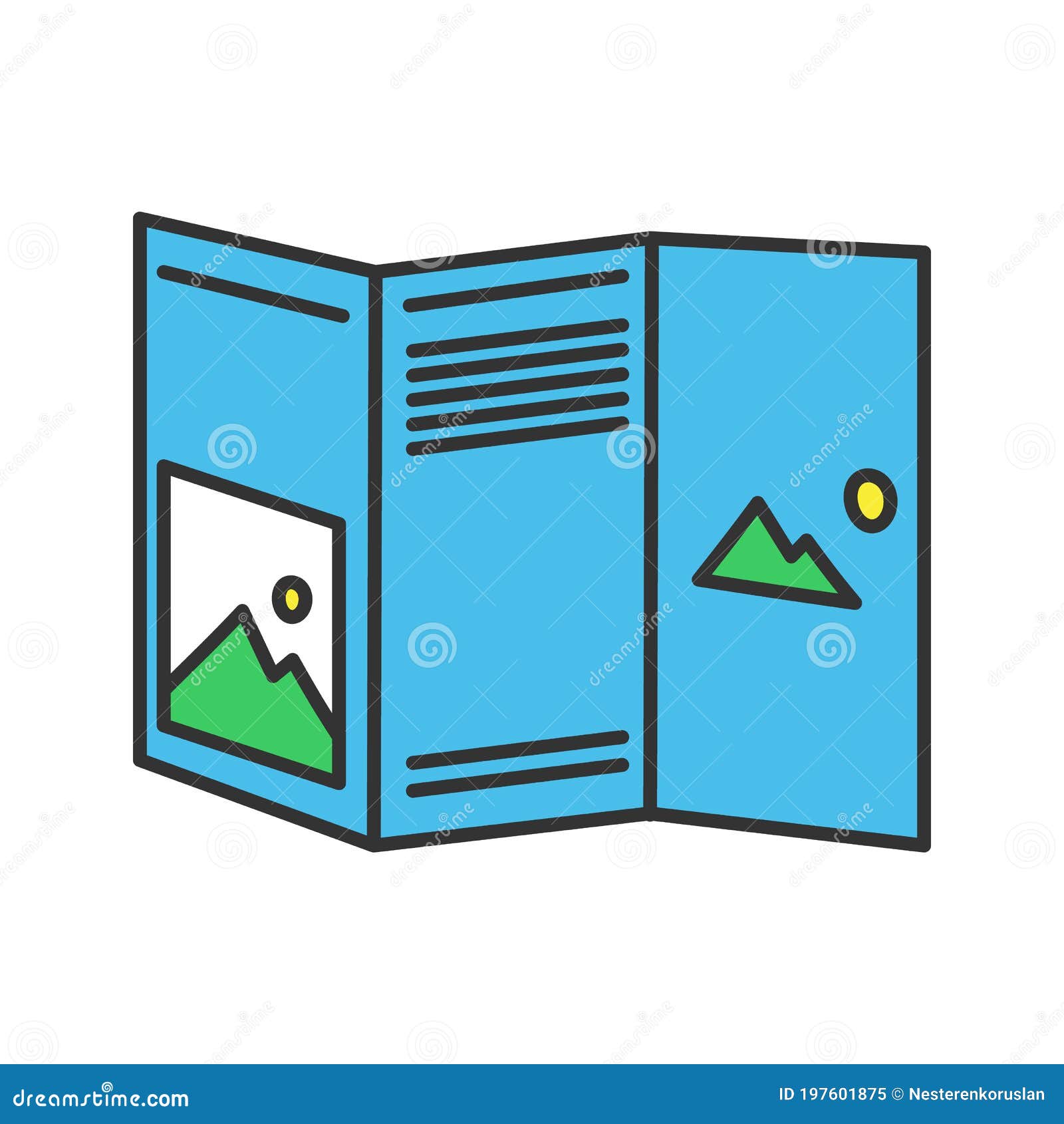 Folded Brochure Mockup Color Icon Stock Vector - Illustration of ...