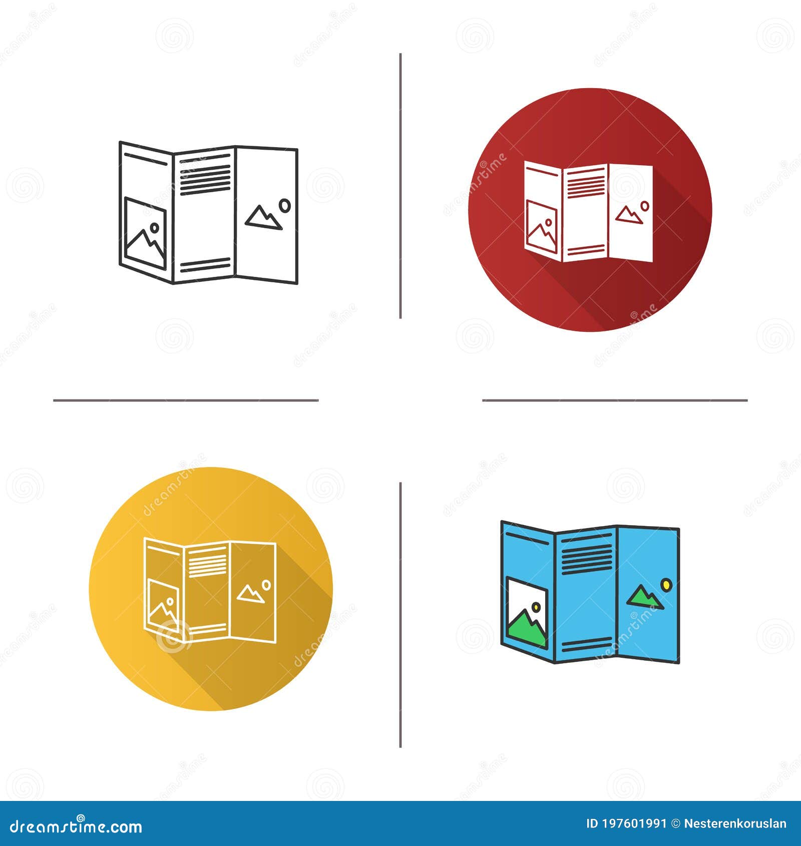 Folded Brochure Mockup Icon Stock Vector - Illustration of long ...