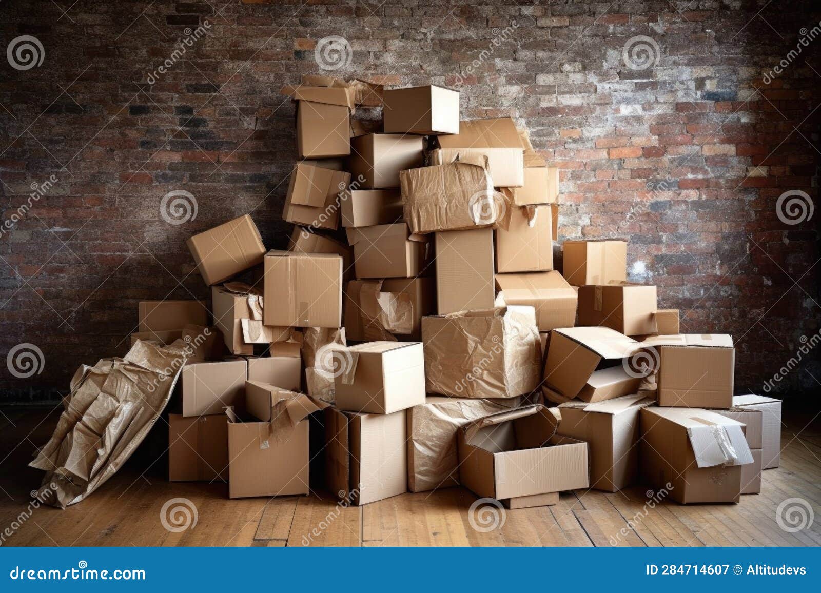 Folded Cardboard Boxes Ready for Recycling Stock Image - Image of ...