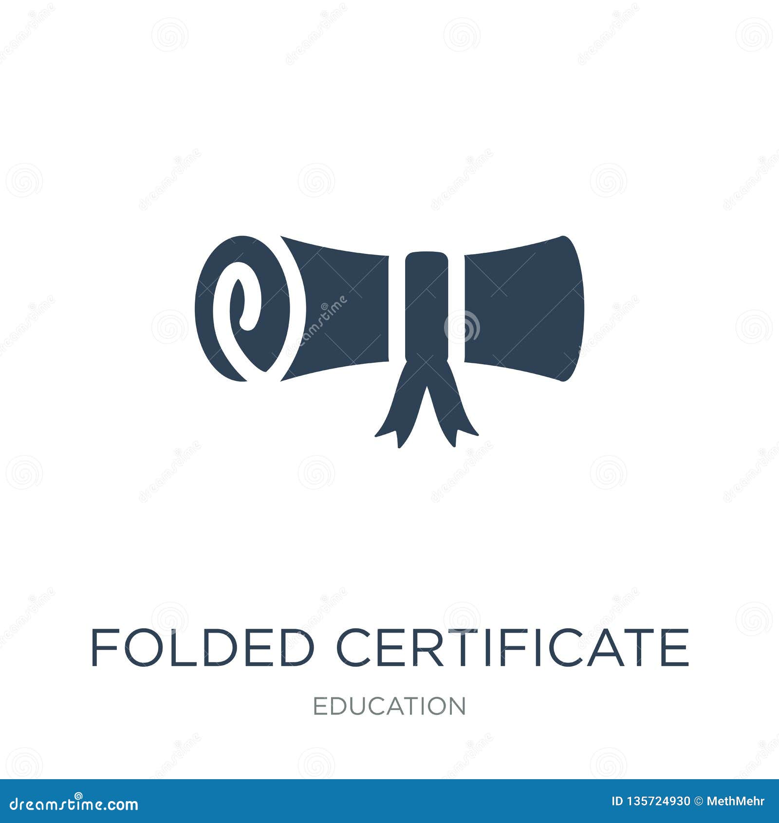 Folded Certificate Icon in Trendy Design Style. Folded Certificate Icon ...