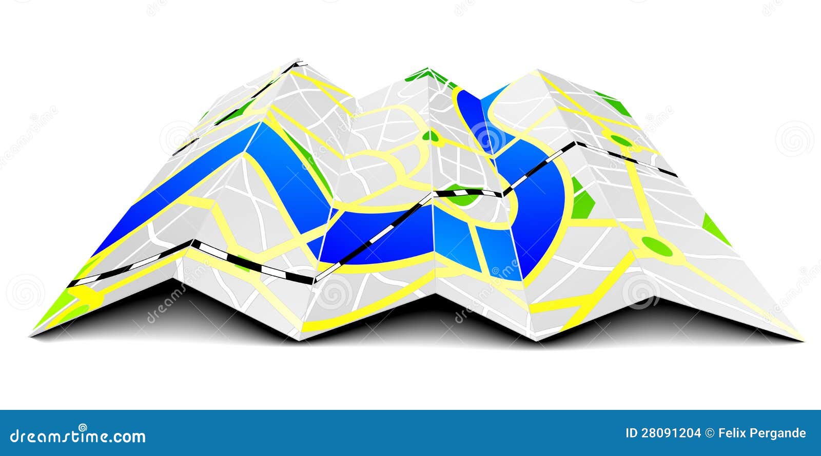 Folded city map stock illustration. Illustration of cartography - 28091204