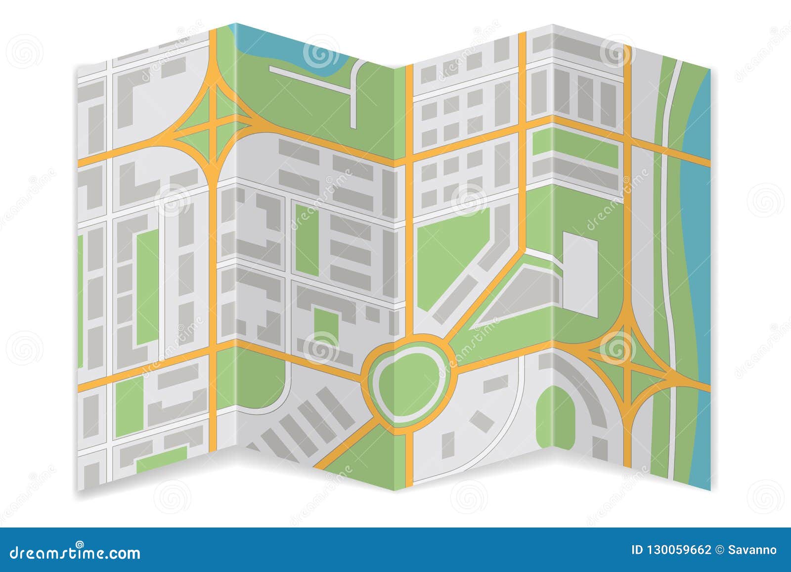 Folded City Map Abstract Cartography Stock Vector Illustration Of
