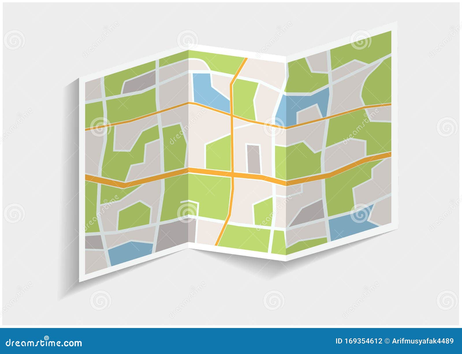 Folded City Map. 3d Illustration Stock Vector - Illustration of ...