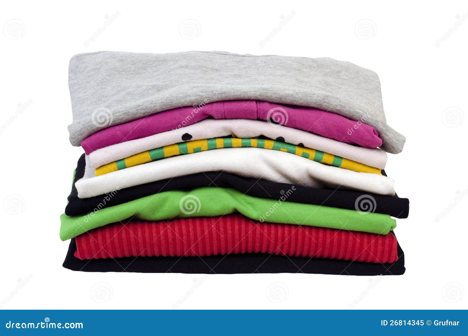 Folded Clothes Isolated on White Stock Image - Image of ironed, clothes ...