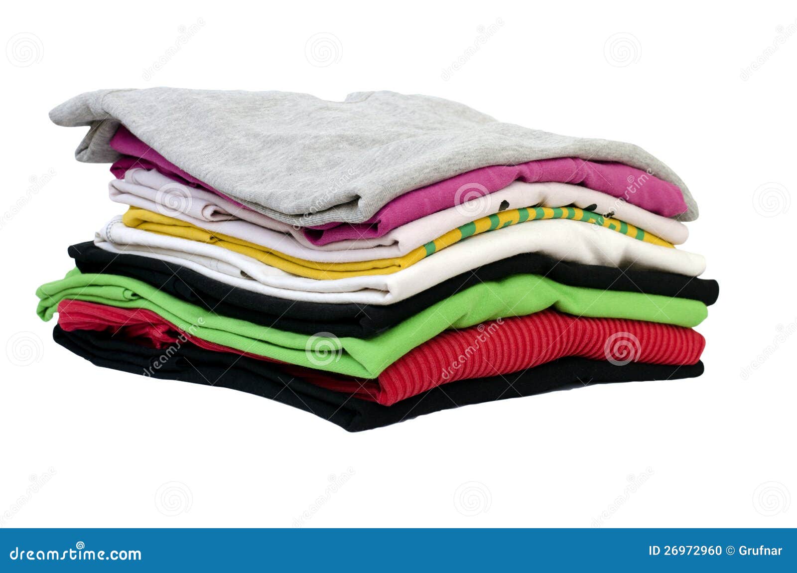 Folded Clothes Isolated on White Stock Photo - Image of modern, pink ...