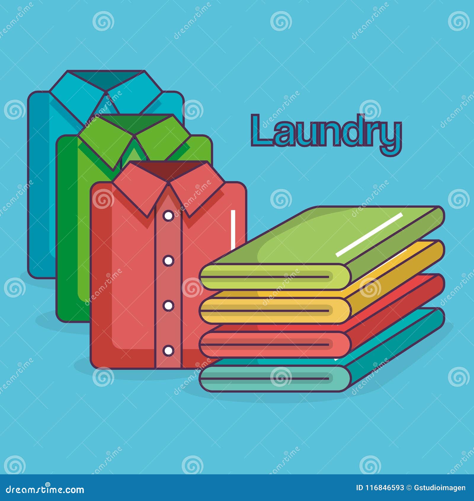 Folded Clothes Laundry Service Stock Vector - Illustration of household ...