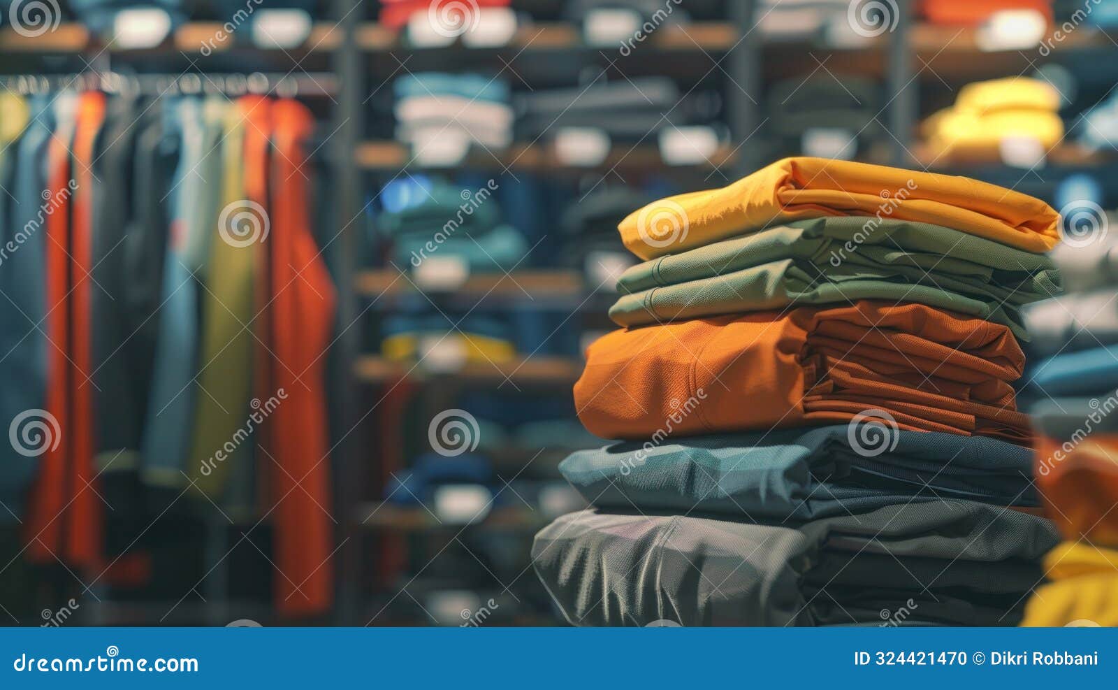 Folded Clothing Displayed in a Retail Store Stock Illustration ...