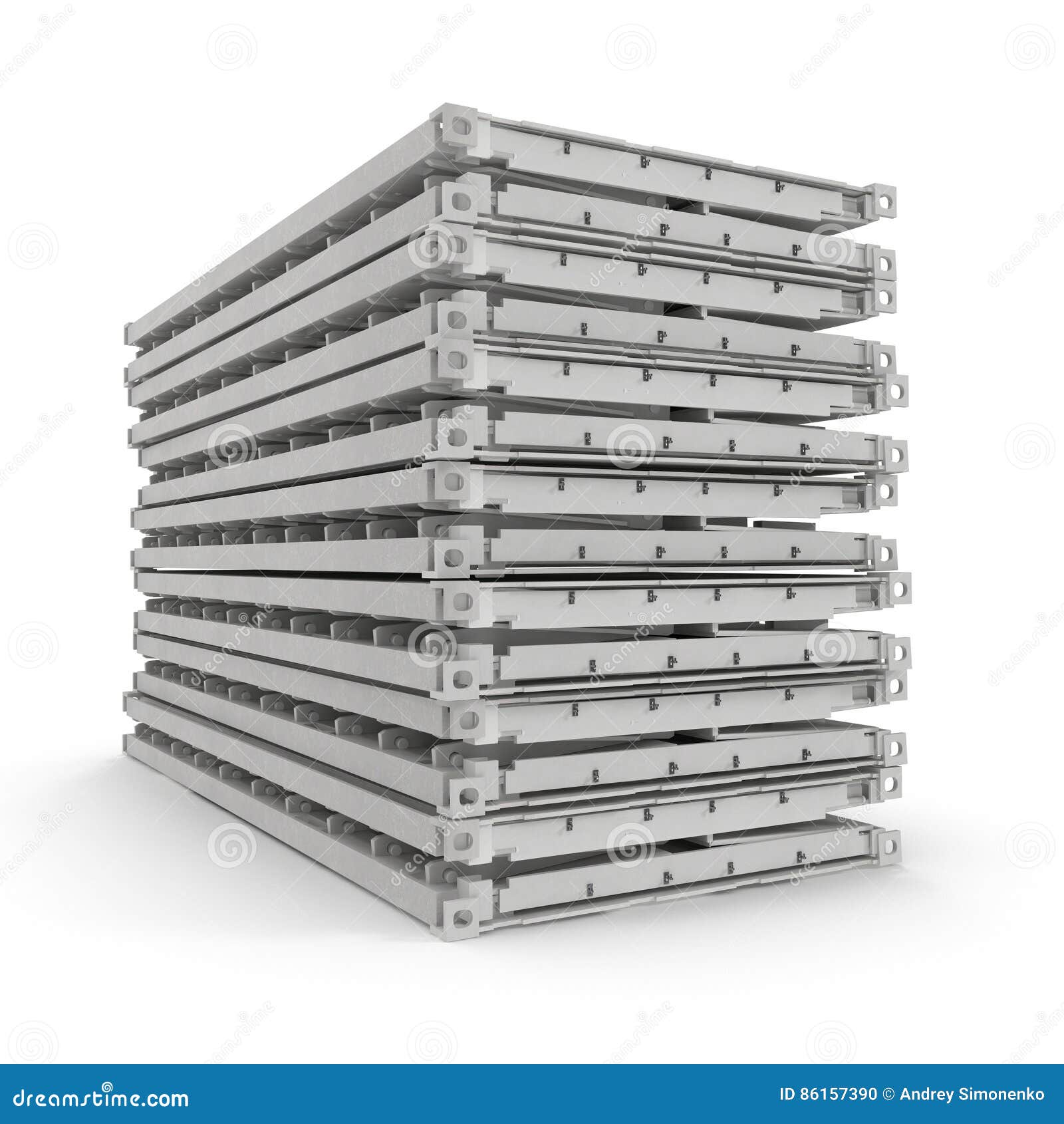 Folded Collapsible ISO Containers Stack Isolated On White. 3D ...