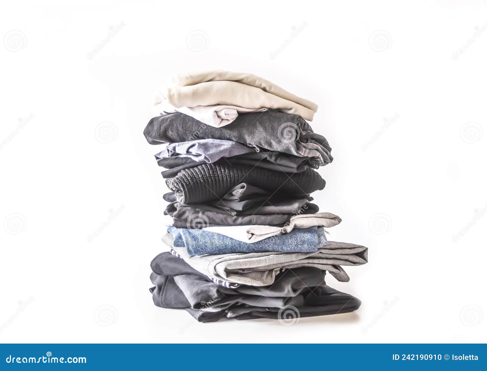 Folded Colorful Clothes in Stack. Home Organizing. Domestic Storage ...
