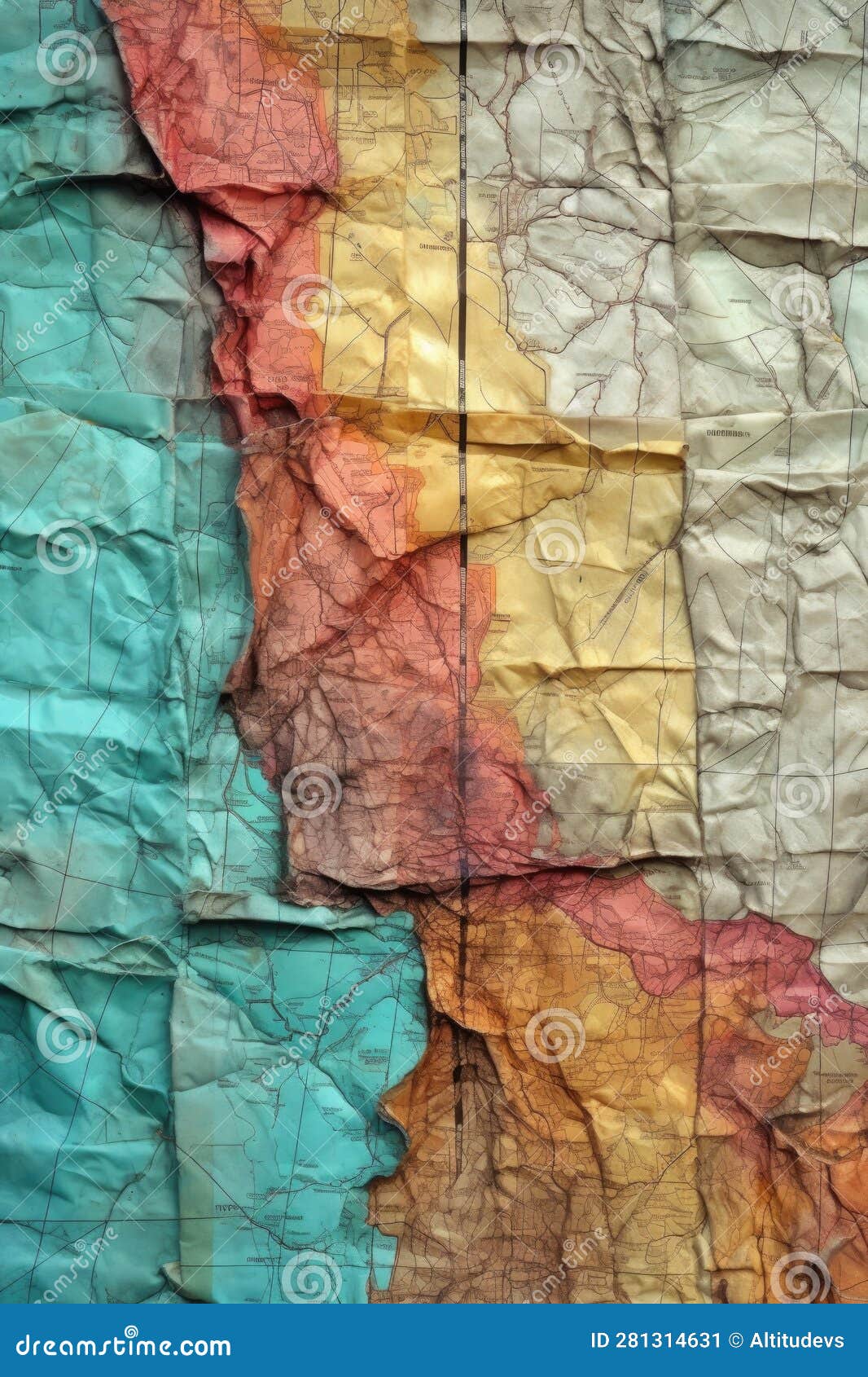 Folded and Creased Old Map Texture Stock Illustration - Illustration of ...