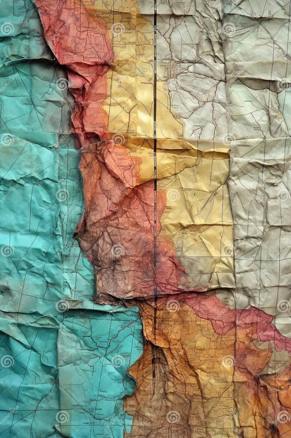 Folded and Creased Old Map Texture Stock Illustration - Illustration of ...