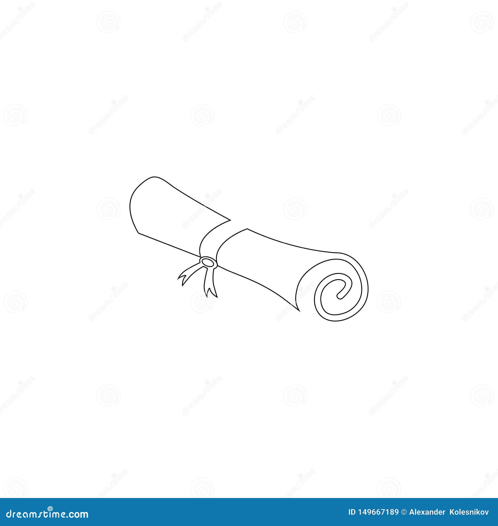 Folded Diploma. Flat Vector Icon Stock Vector - Illustration of paper ...