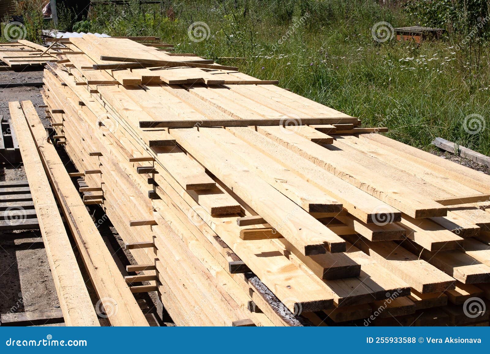 Folded Finished Boards at the Sawmill Closeup Stock Photo - Image of ...
