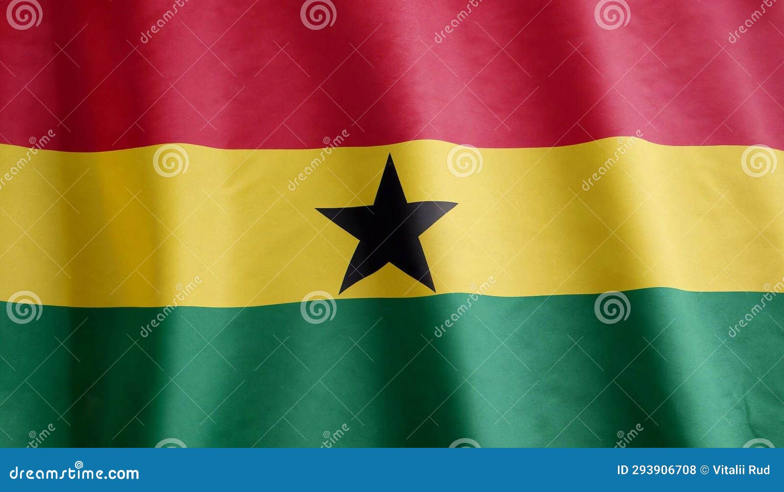 Folded Flag of Ghana with Visible Satin Texture Stock Illustration ...